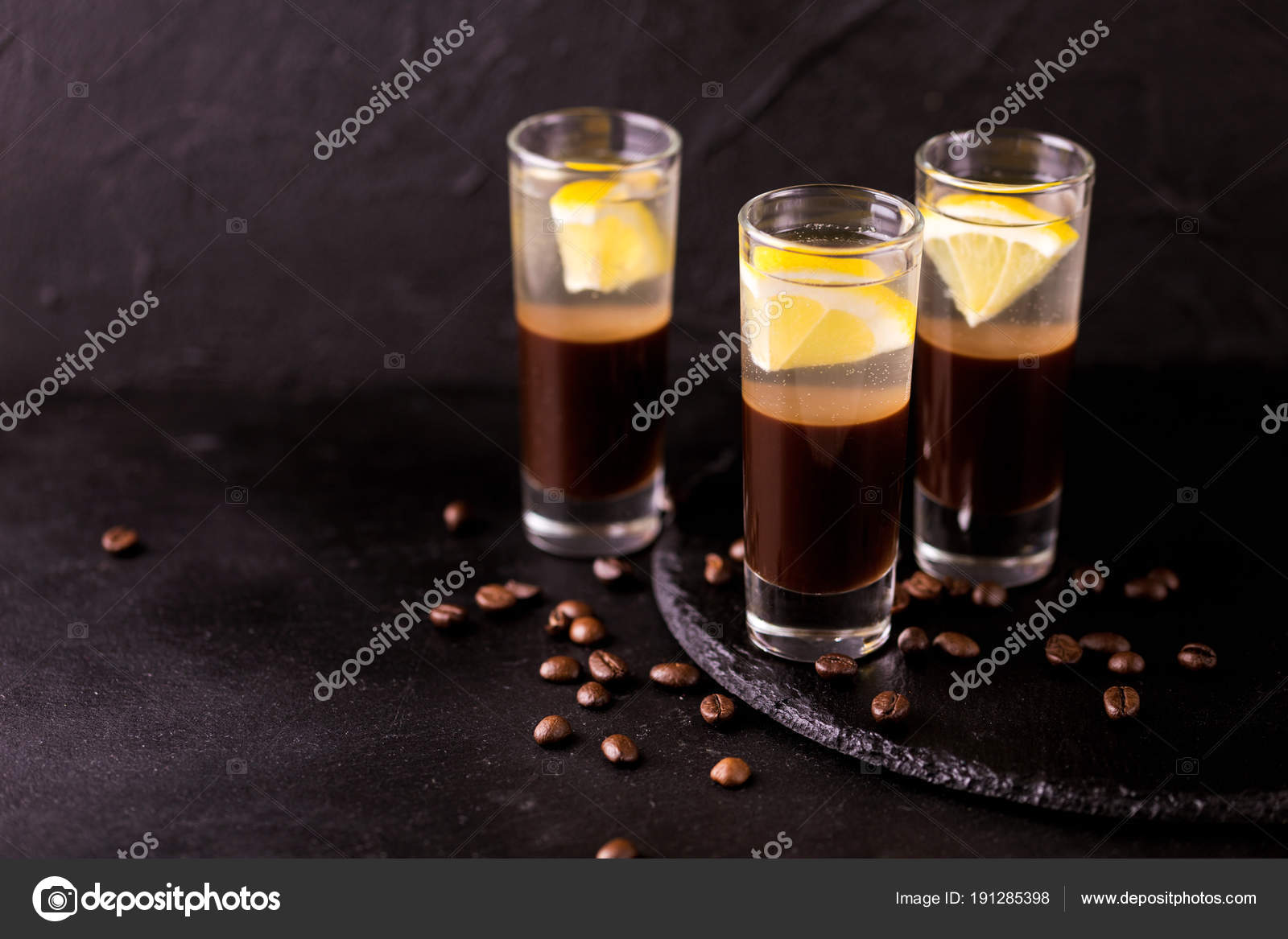 Alcoholic cocktail silver bullet with gin, coffee liqueur and le Stock ...