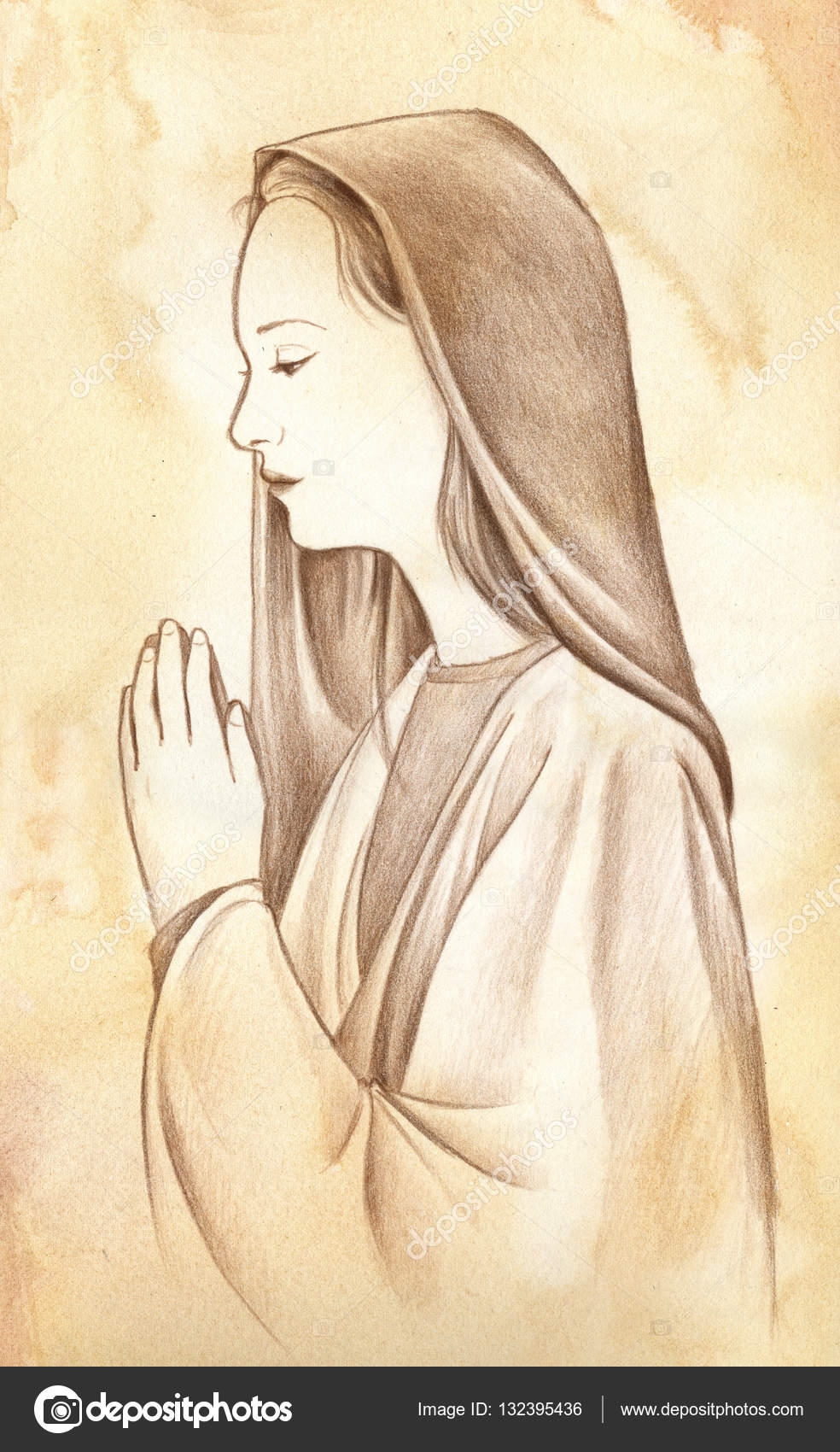 Virgin Mary Pencil Drawing