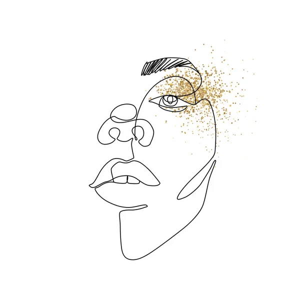 Continuous line vector drawing. Face silhouette. Abstract portrait ...