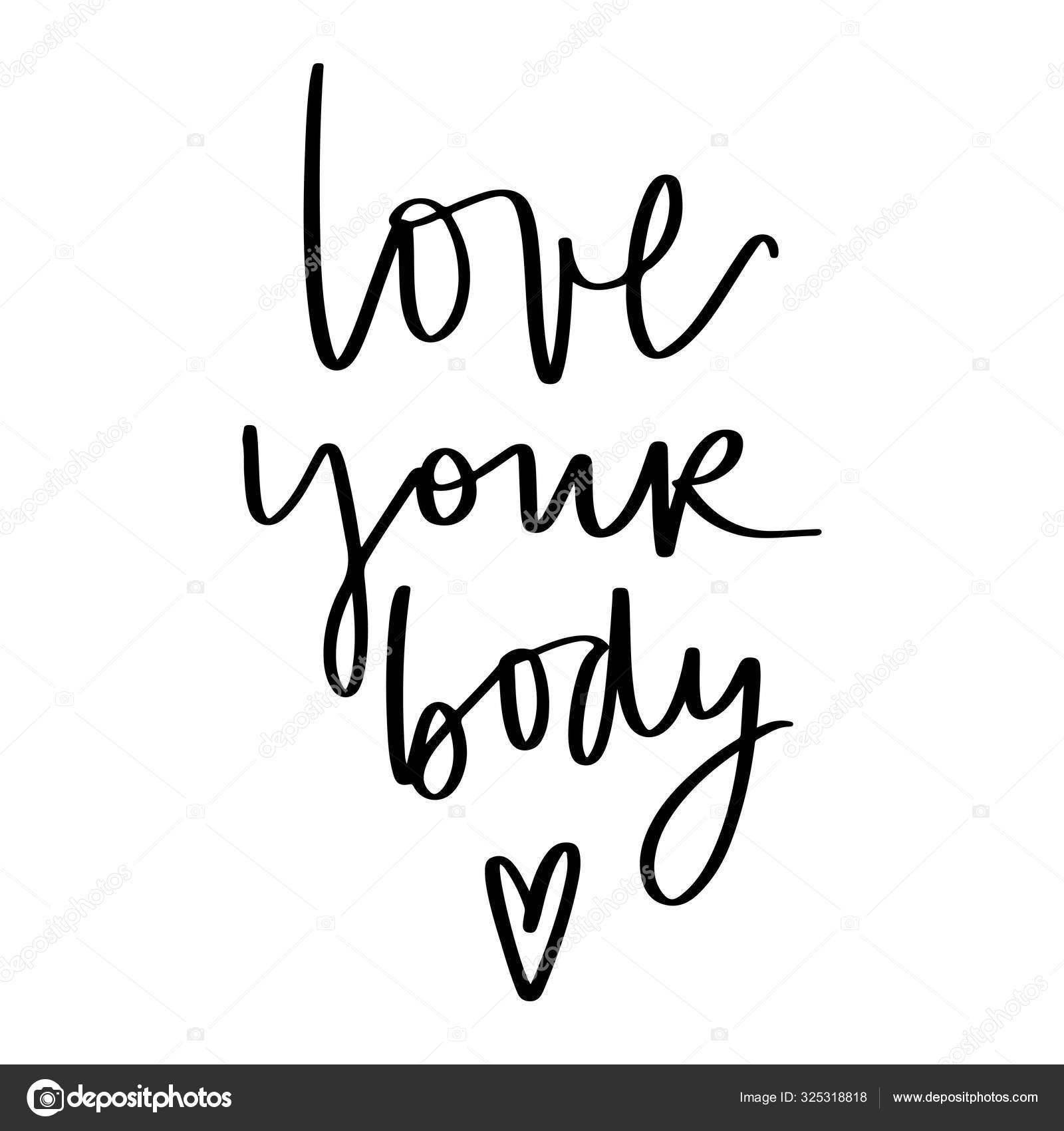 Body positive lettering. Hand drawn vector typography poster. Stock ...