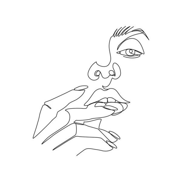 Continuous line vector drawing. Face silhouette. Abstract portrait ...