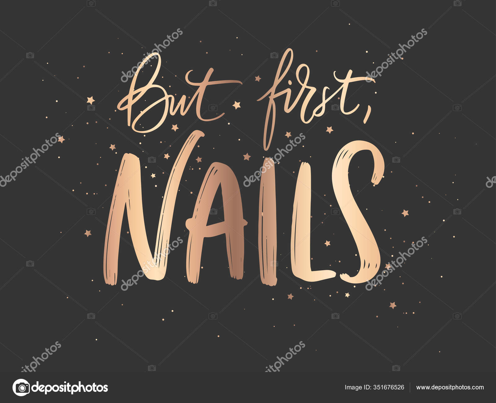 Golden Vector Handwritten lettering about nails. Inspiration quote for ...