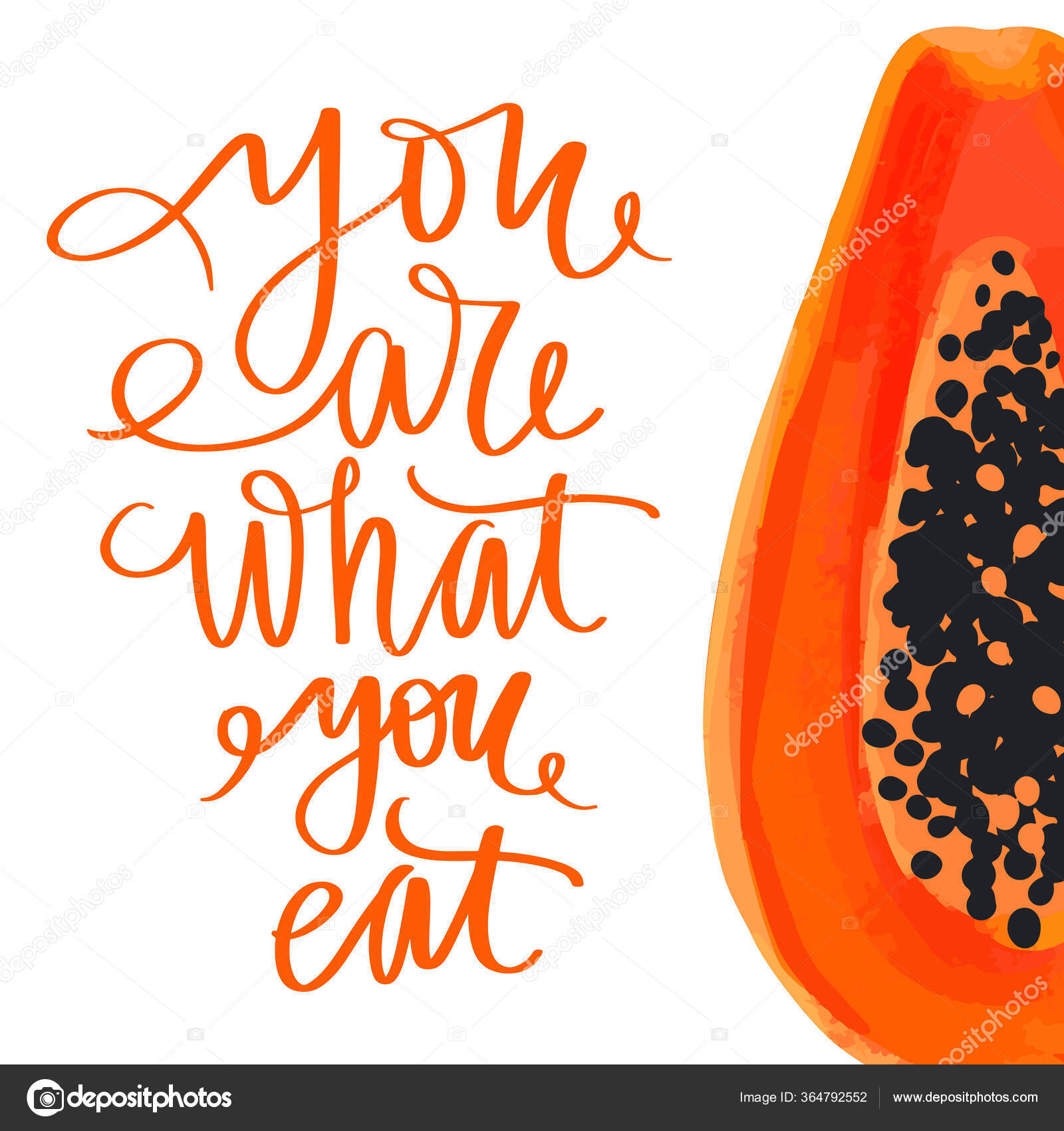 You are what you eat. Vector hand drawn lettering quote about healthy ...