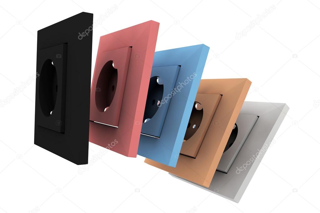 European wall outlet on white background. 3D rendering Stock Photo by ...