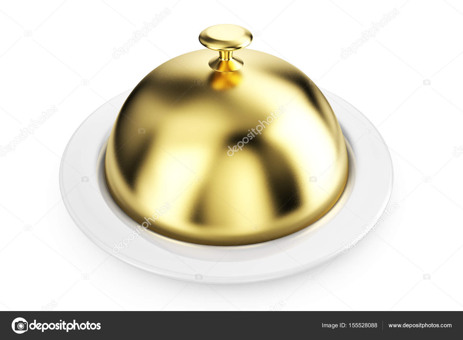 3d render of closed godlen cloche, isolated on white background Stock ...