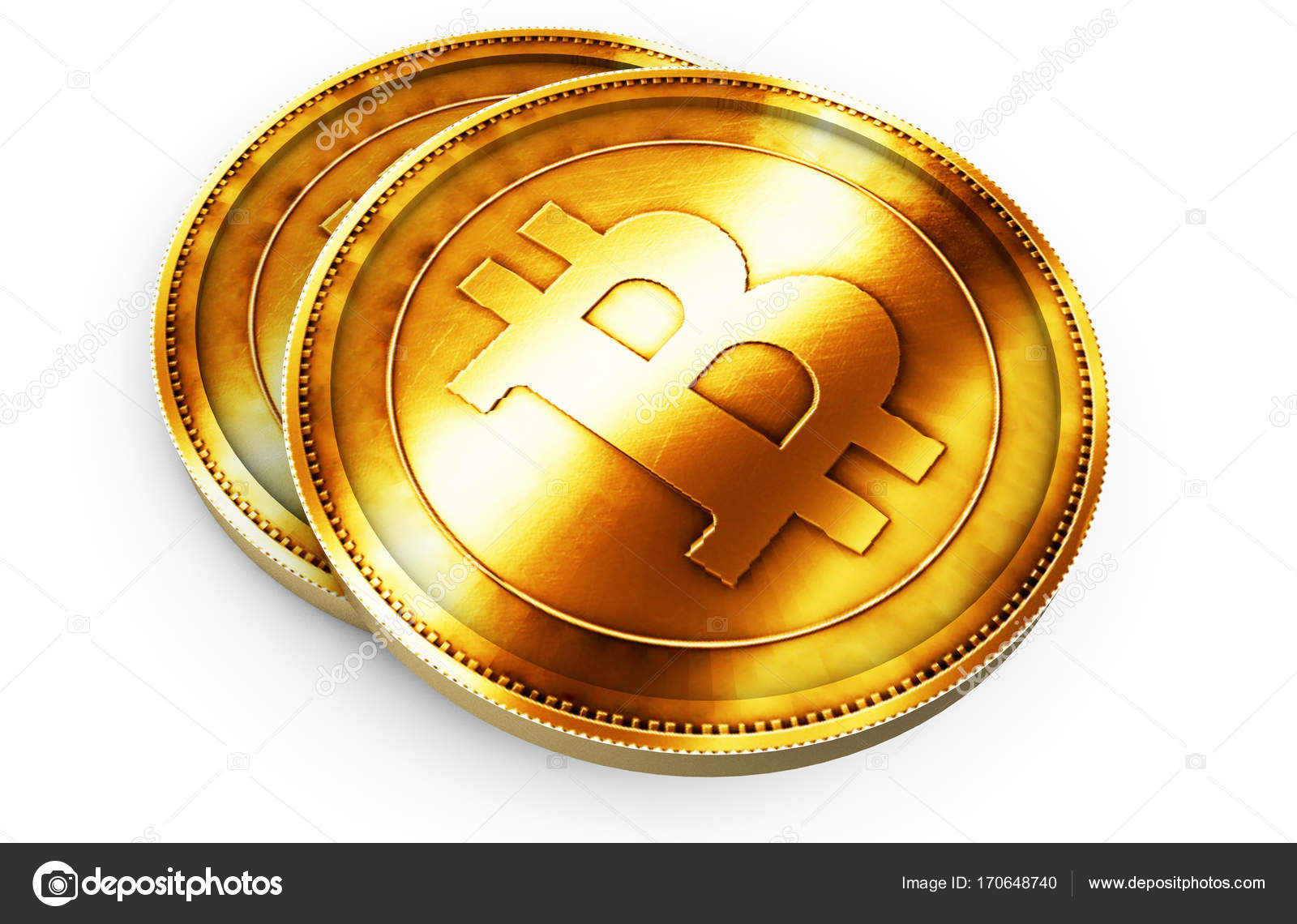 Gold coin with bitcoin sign. 3d rendering. – Stock Editorial Photo ...