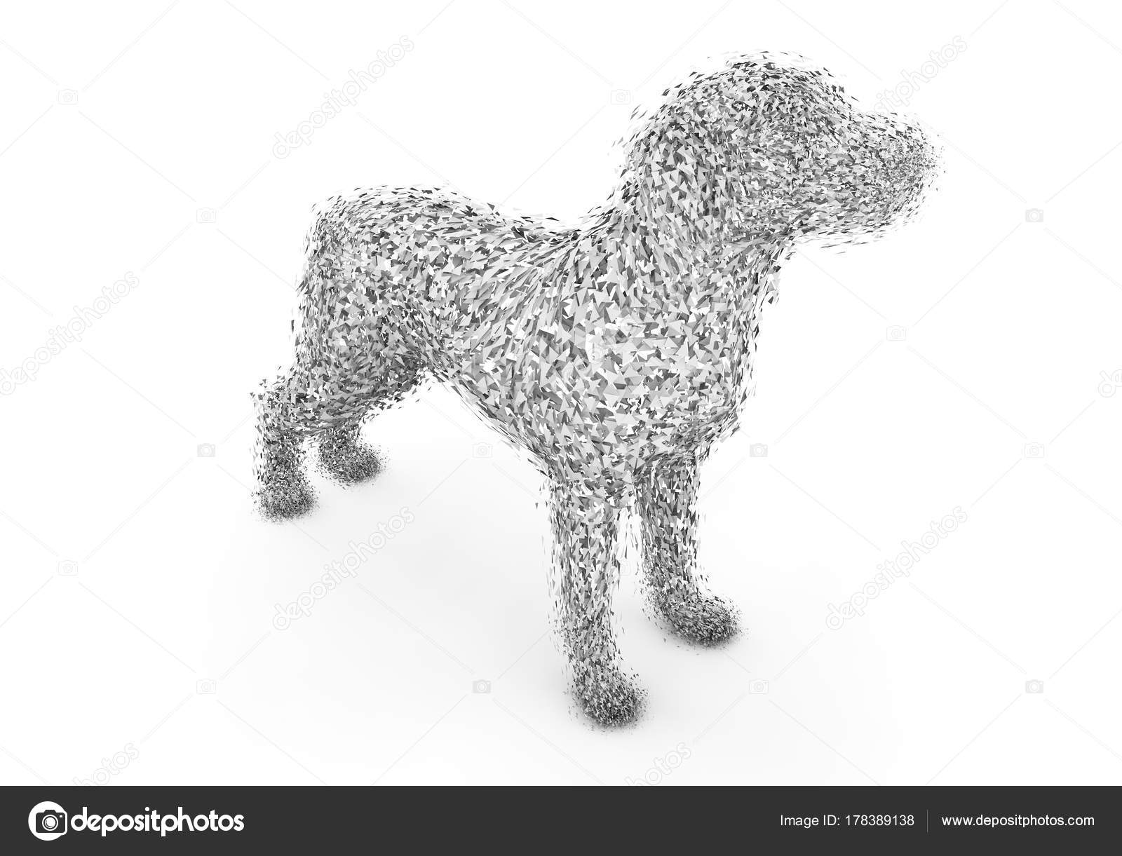 Dog wire frame shape in low polygon style. 3D rendering image. — Stock ...
