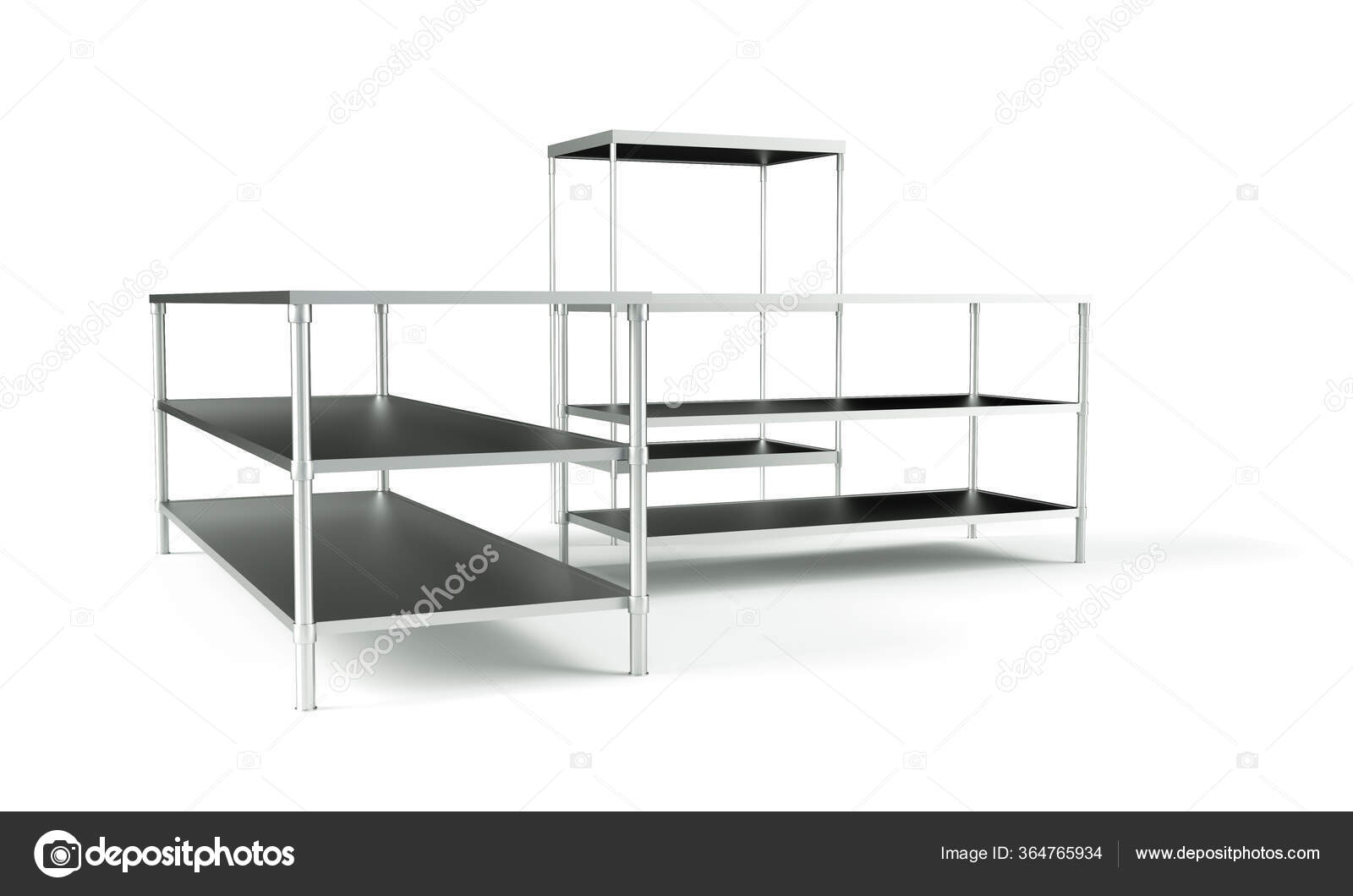 Rendering Empty Metal Rack Shelves Isolated White Background Industrial ...