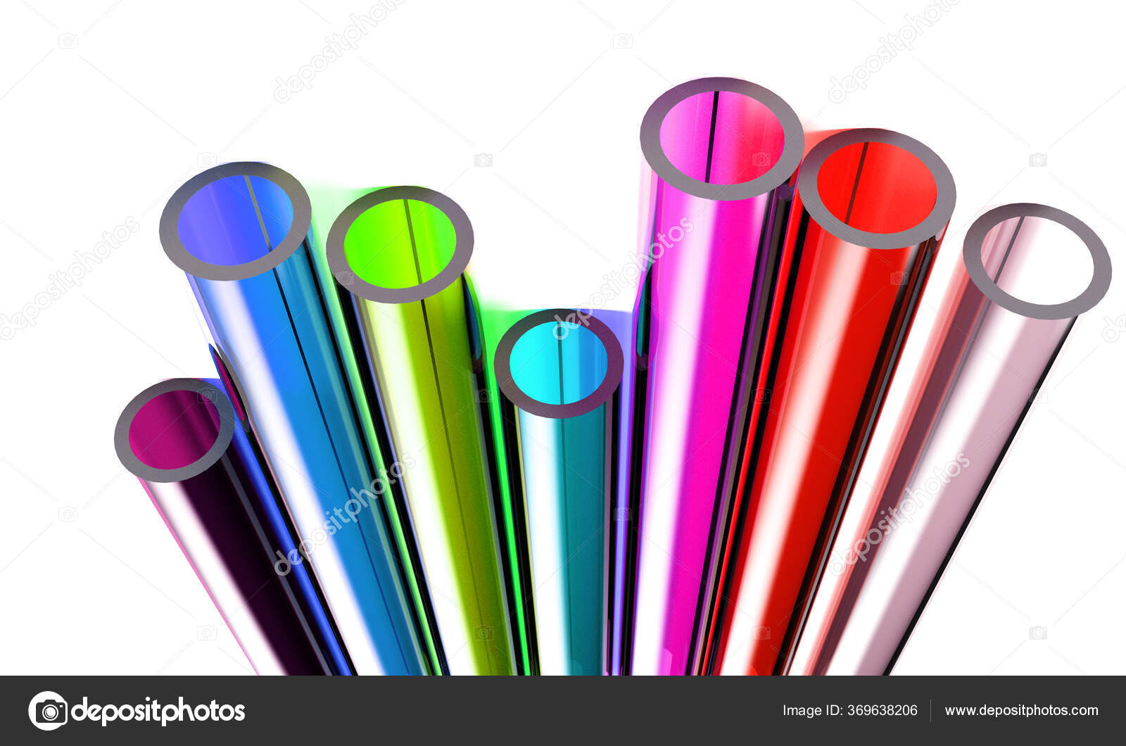 Macro View Set Color Transparent Acrylic Plastic Tubes Isolated White ...