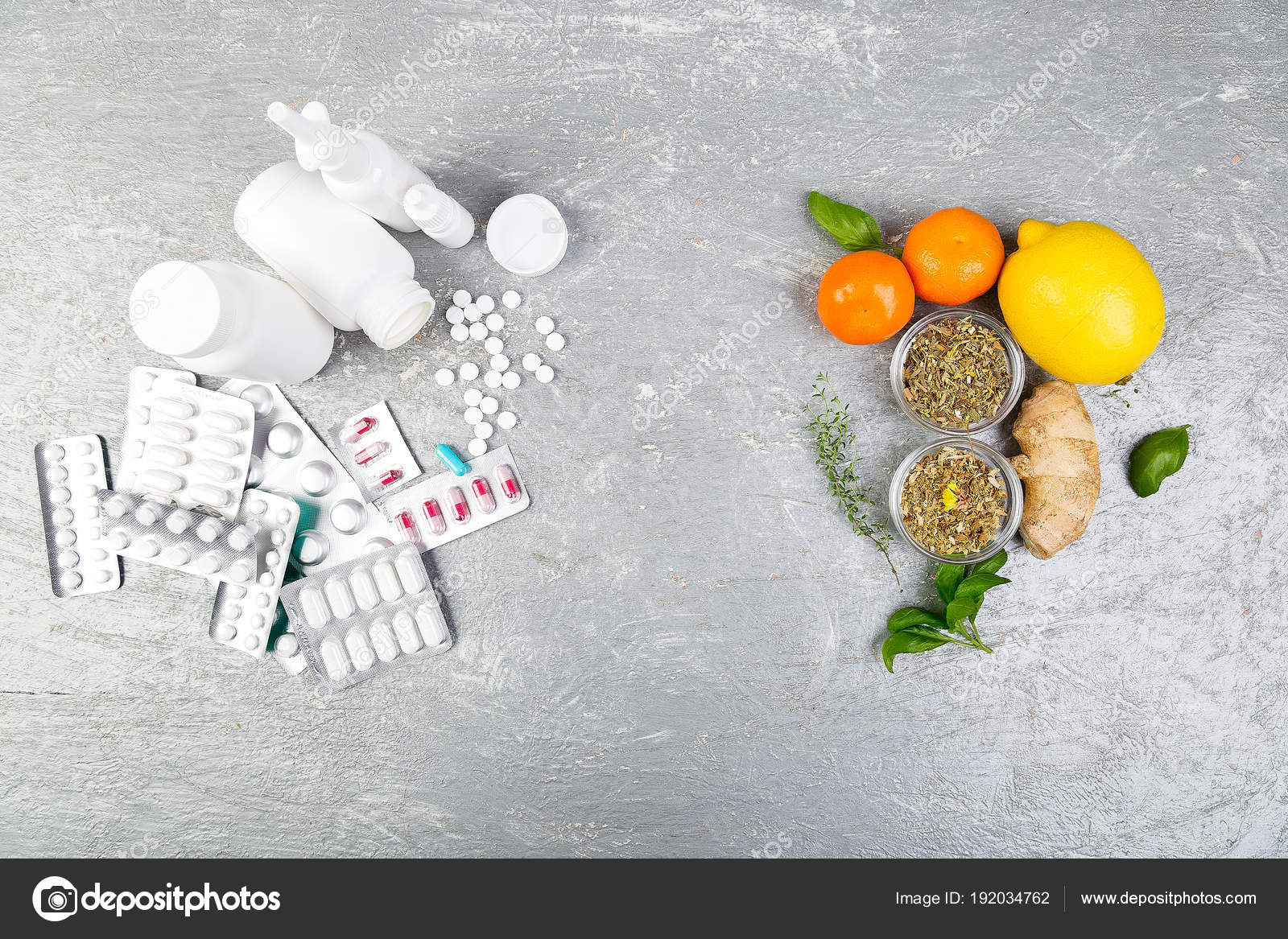 Natural medicine vs conventional medicine concept. Stock Photo by ...