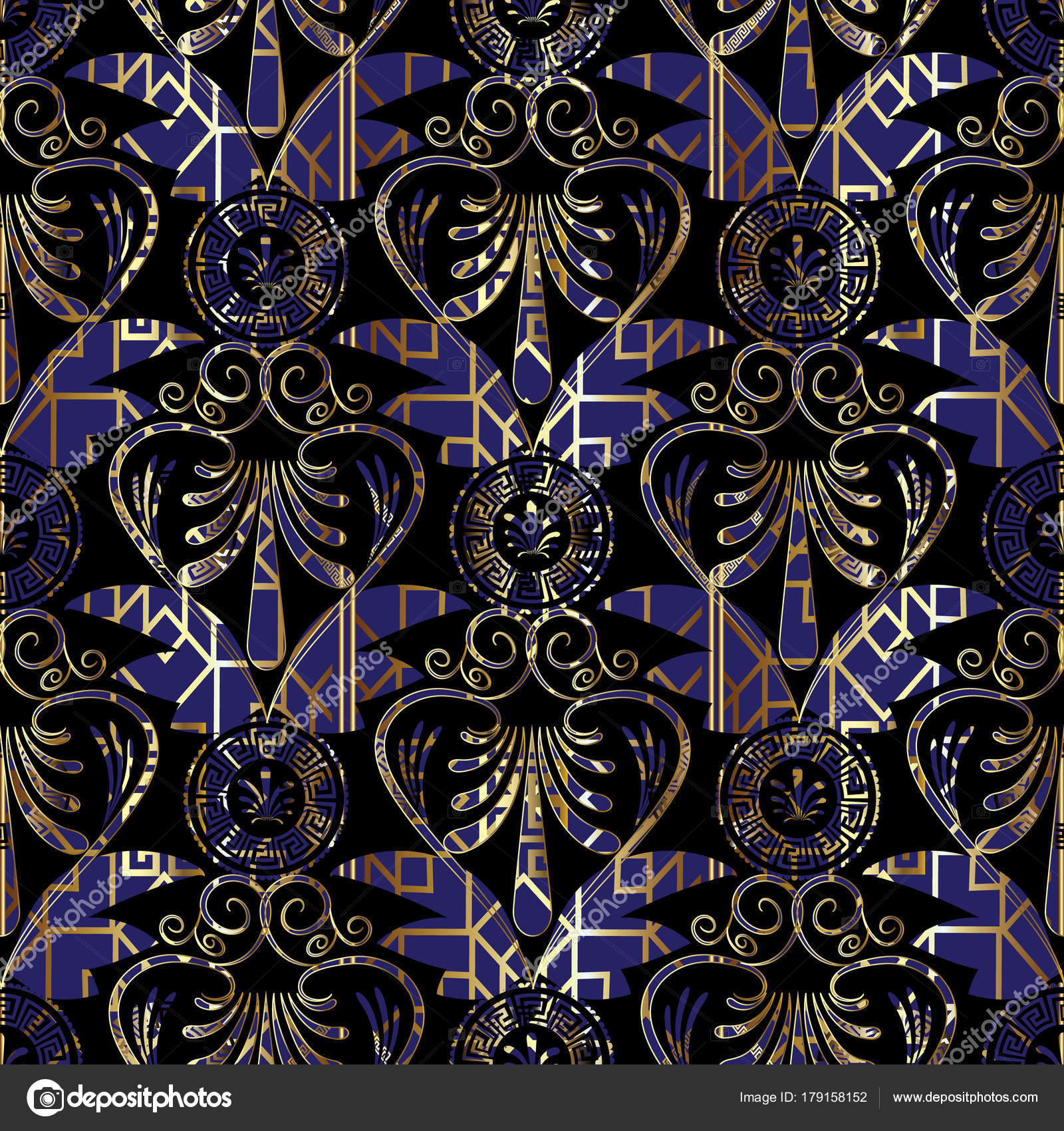 Meander greek key seamless pattern. Vector geometric background — Stock ...