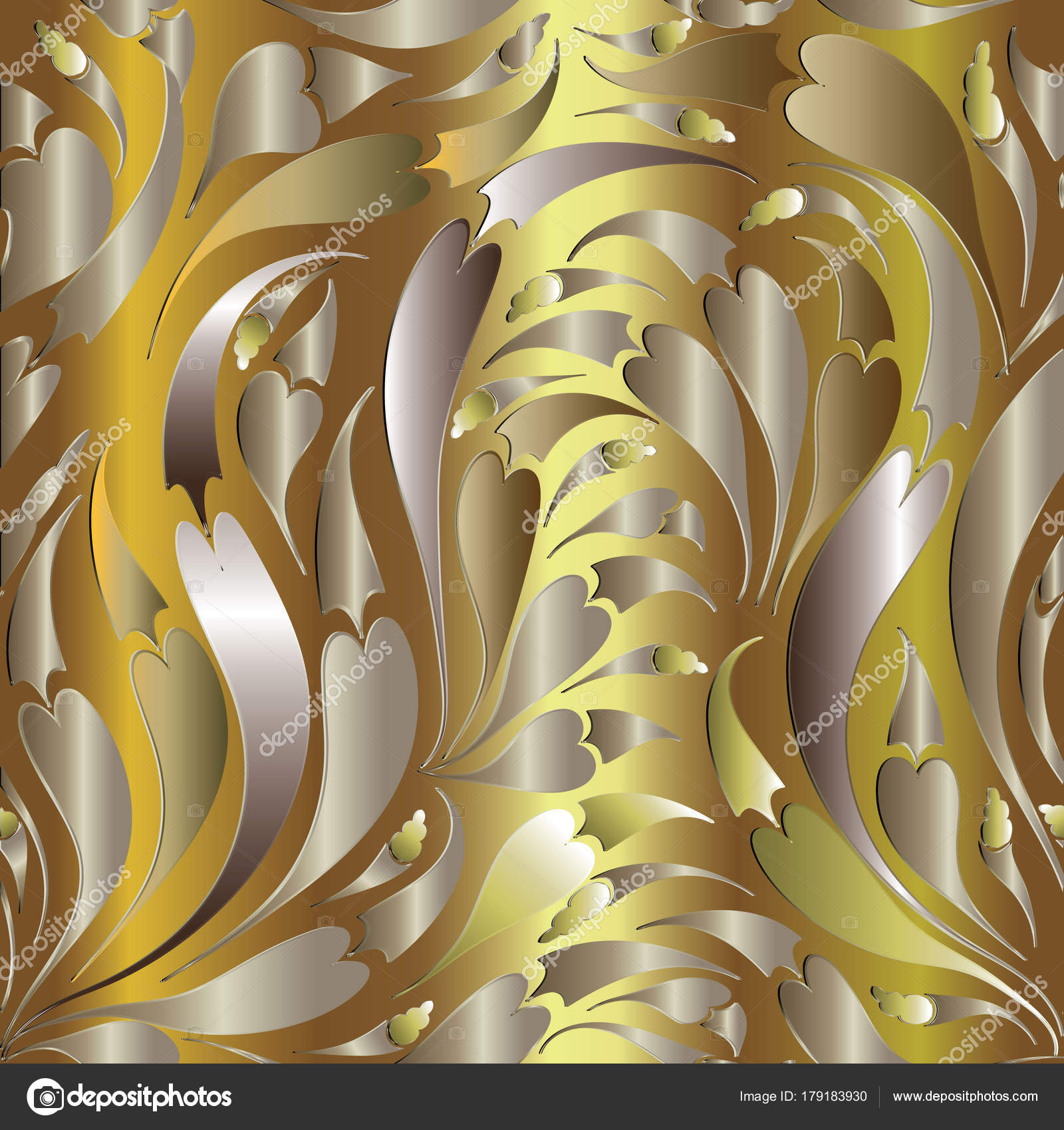 Gold paisley seamless pattern. Floral golden background. Stock Vector ...