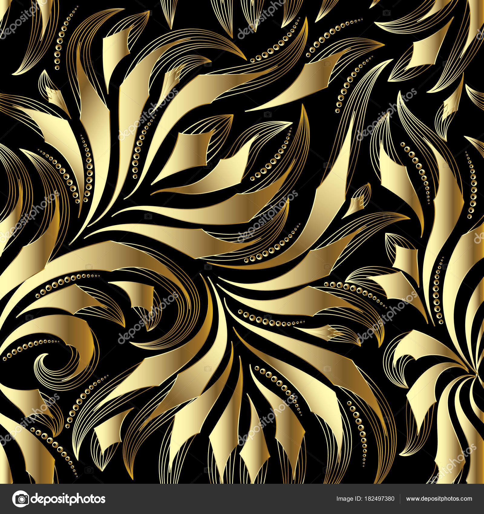 Vintage gold seamless pattern. Vector floral background Stock Vector ...