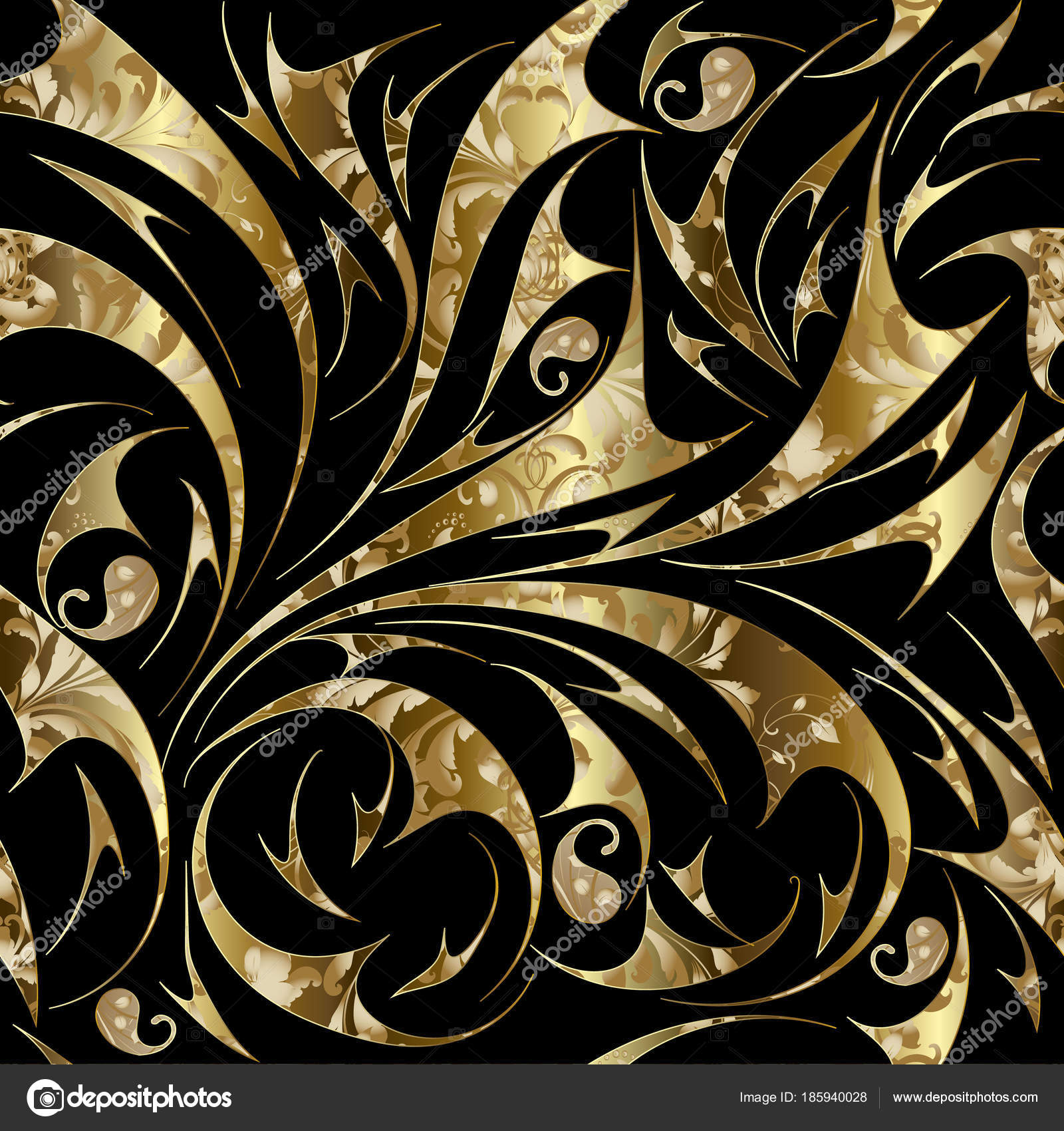 Paisley seamless gold floral pattern. Vector abstract Stock Vector ...