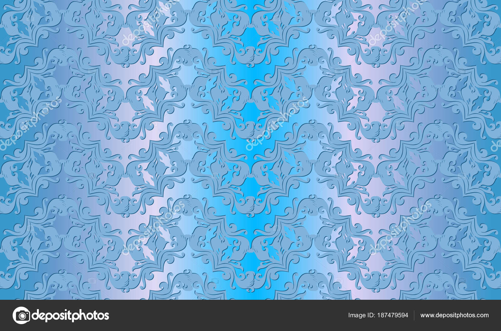 Baroque light blue seamless pattern. Floral vector background Stock ...