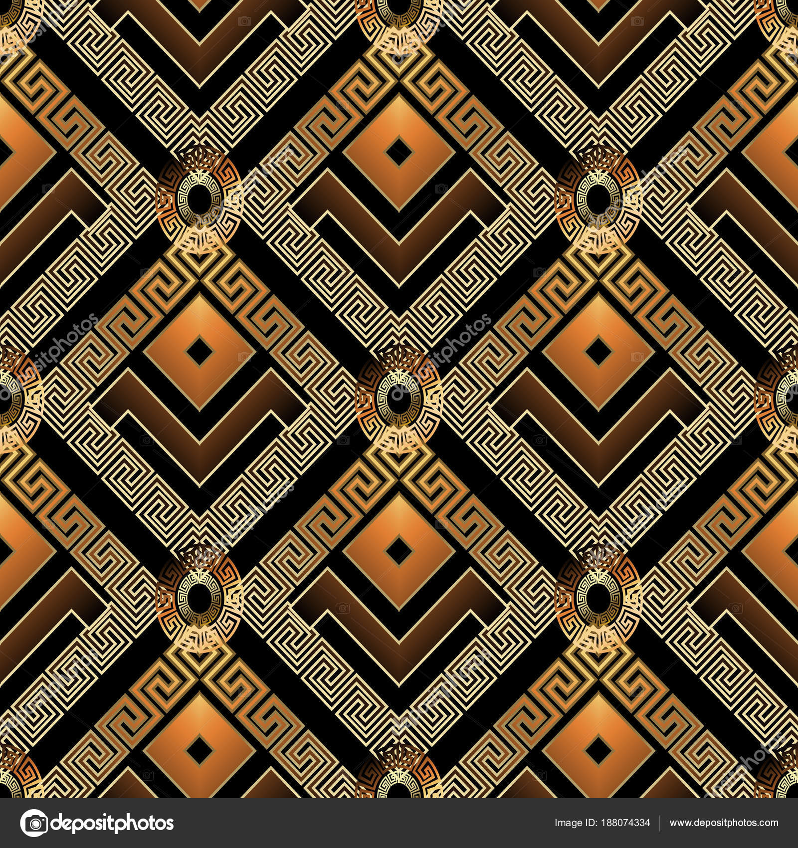 Geometric modern greek key 3d seamless pattern. Abstract vector Stock ...