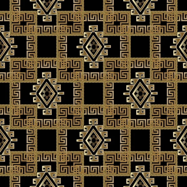 Geometric modern 3d meander vector seamless pattern. greek key Stock ...