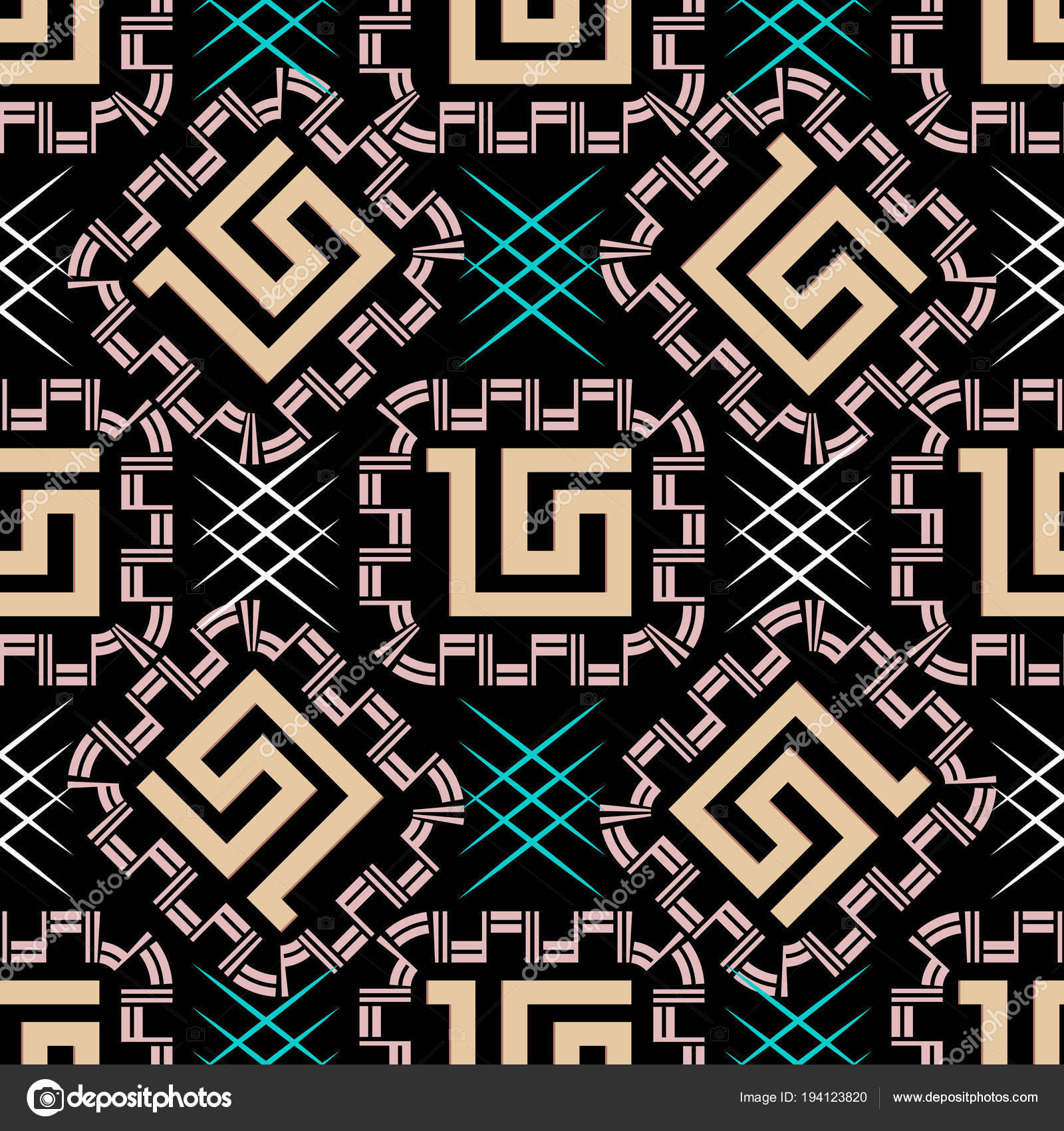 Geometric vector seamless pattern. Greek style ornaments. Abstra Stock ...