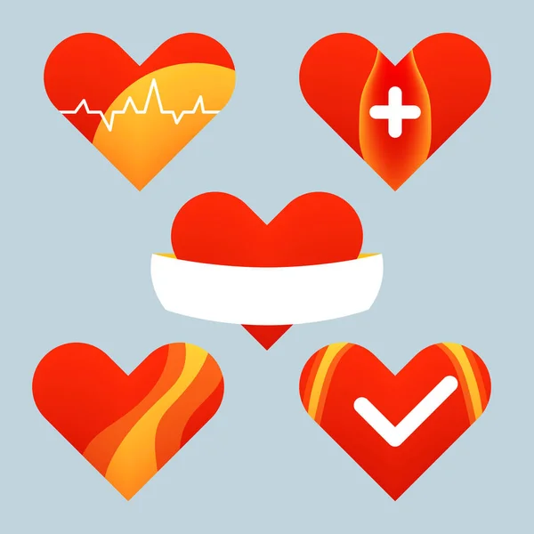 Health protection. Set of heart design template. Vector illustration ...