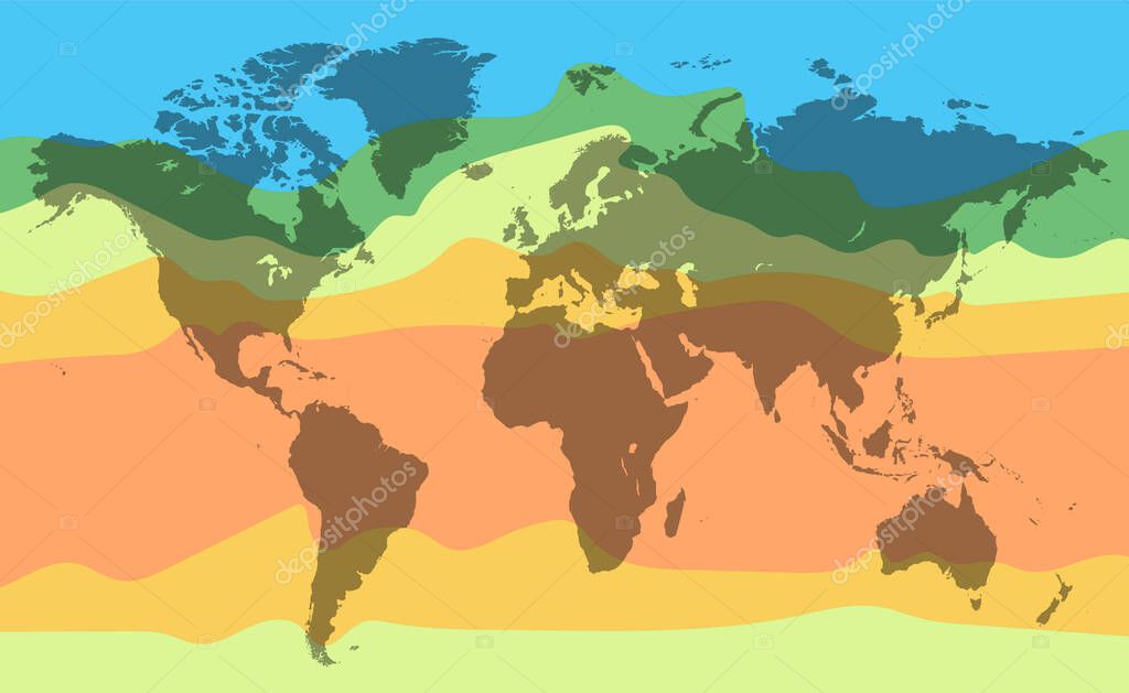 Mapa mundial de temperatura climática. Ilustración detallada del vector ...