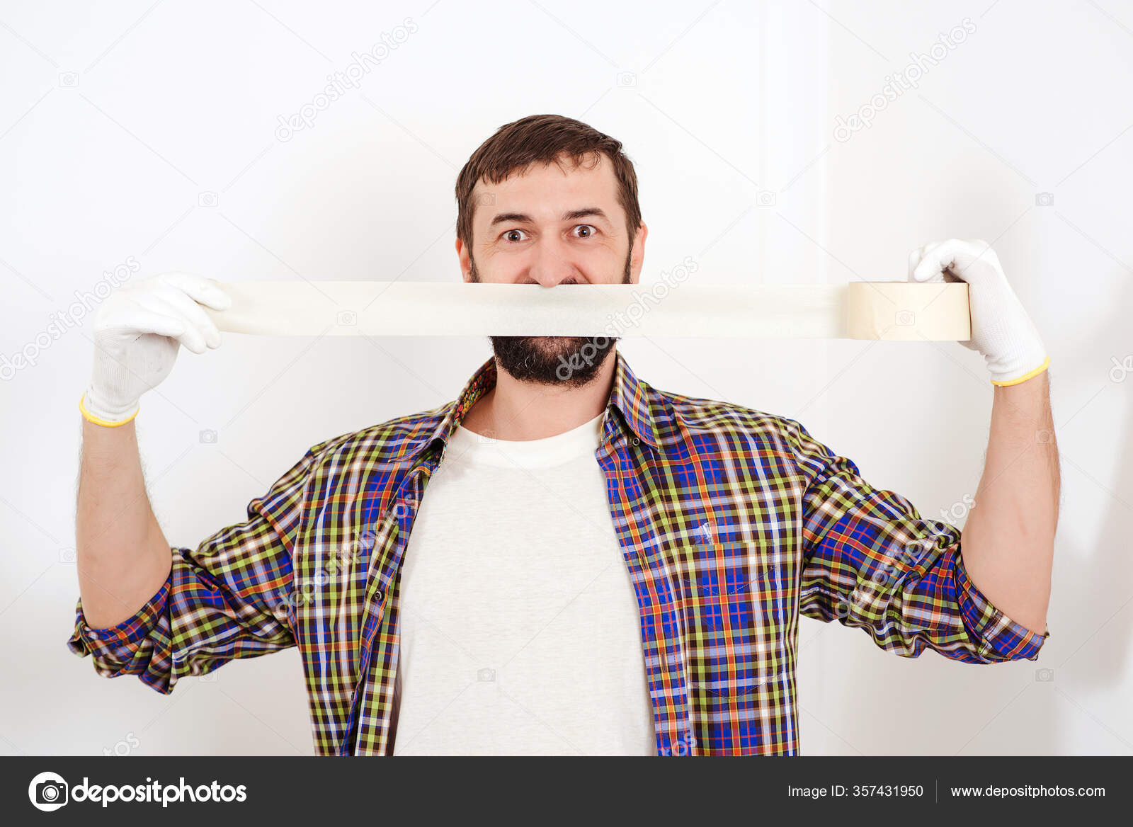 Painter Using Masking Tape Painting Home Renovations Service Painter ...