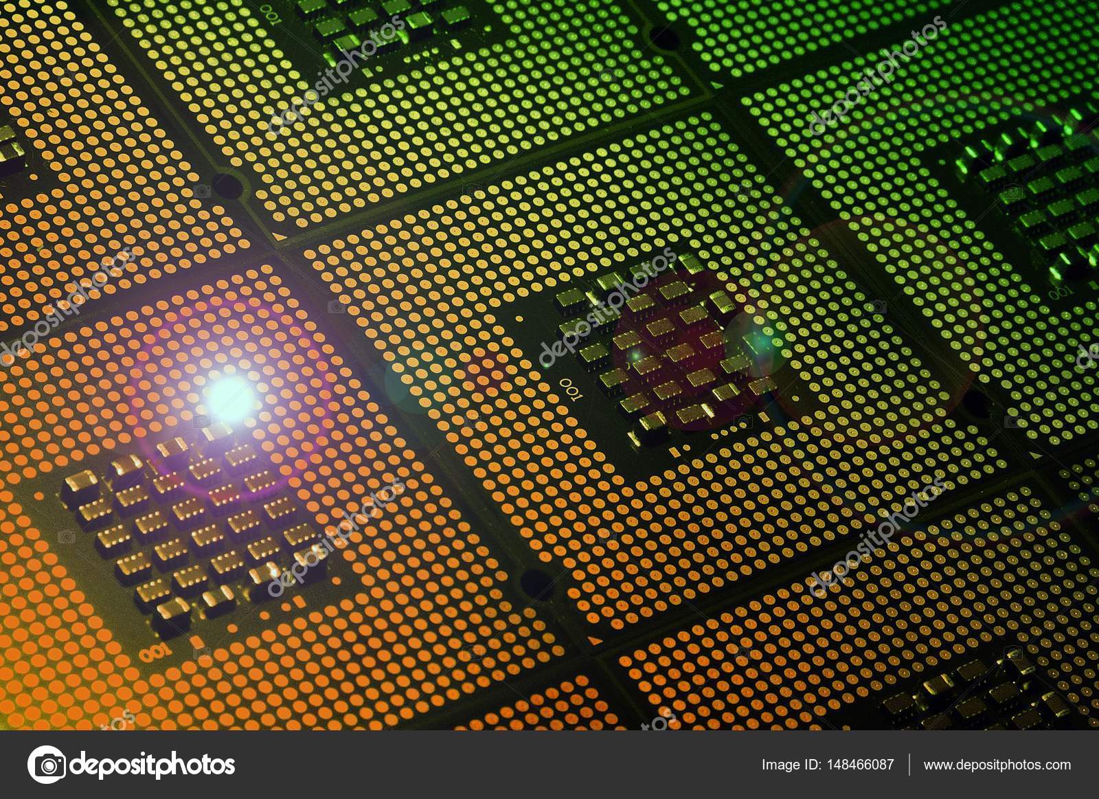 Computer processors aligned with lighting effects. — Stock Photo ...