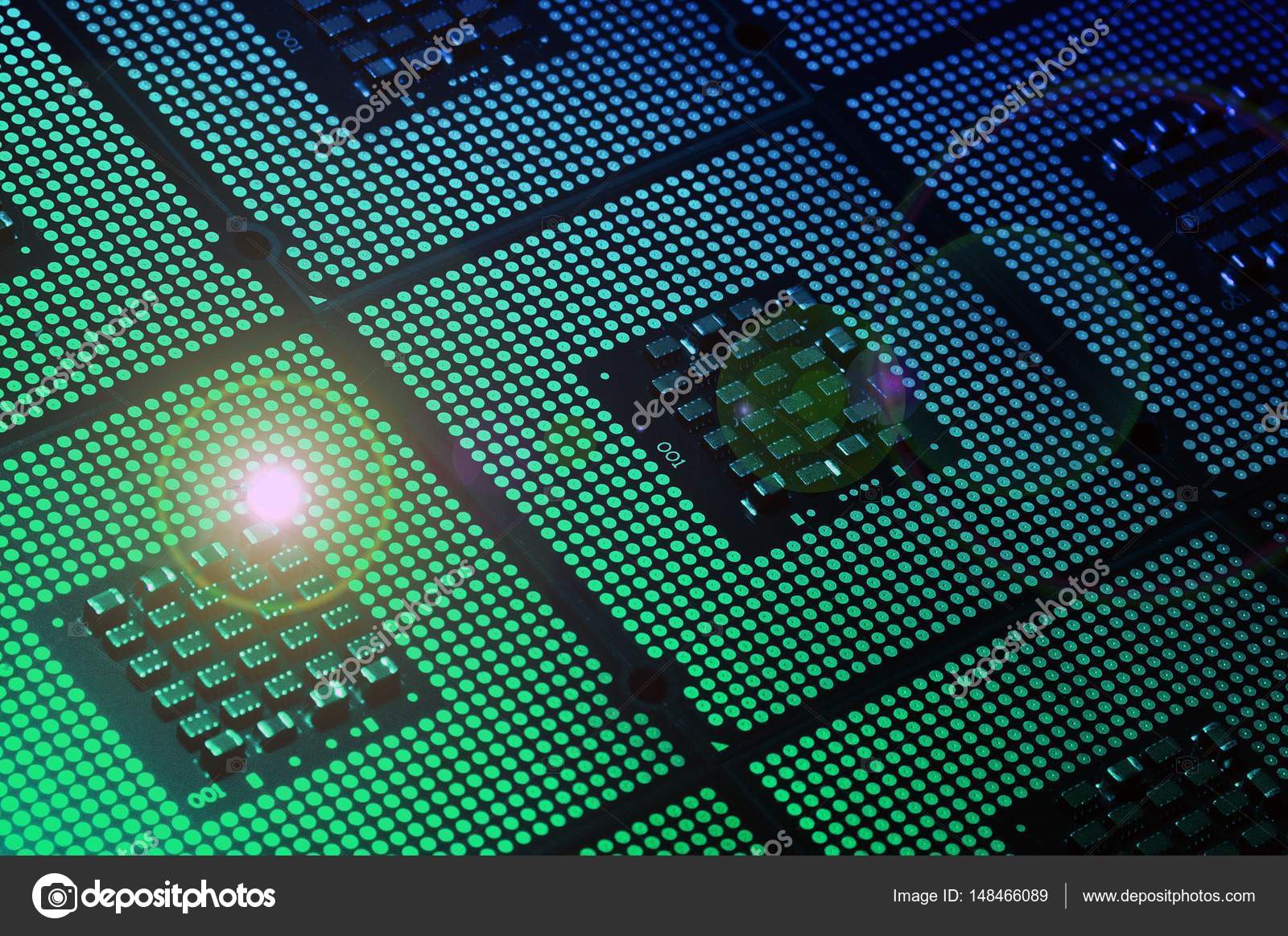 Computer processors aligned with lighting effects. — Stock Photo ...