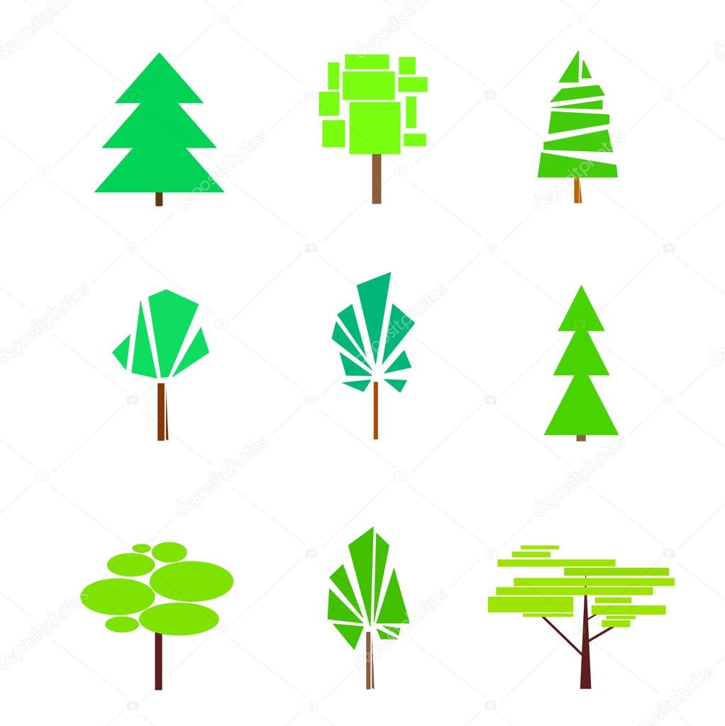 Geometric trees. Symbols — Stock Vector © MikaBesfamilnaya #126217722