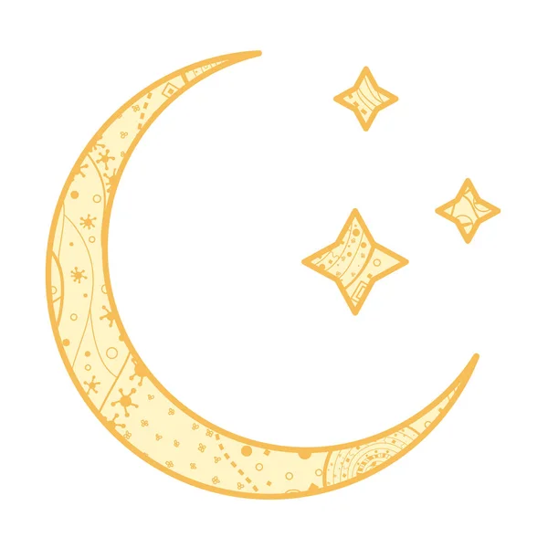 Gold glitter moon and star — Stock Vector © IShkrabal #113676172