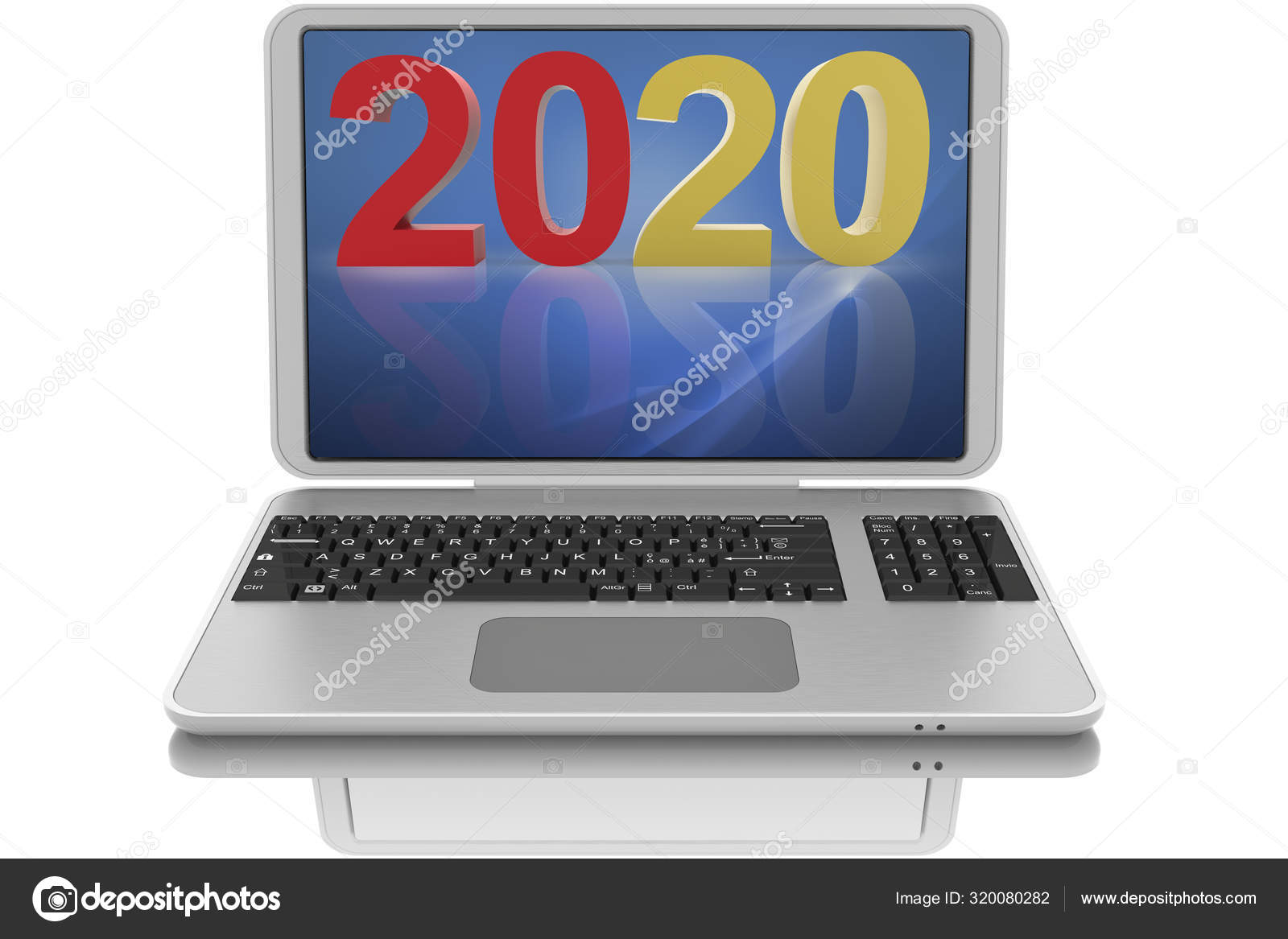 Illustration Laptop Computer Screen Announces Transition New Year ...