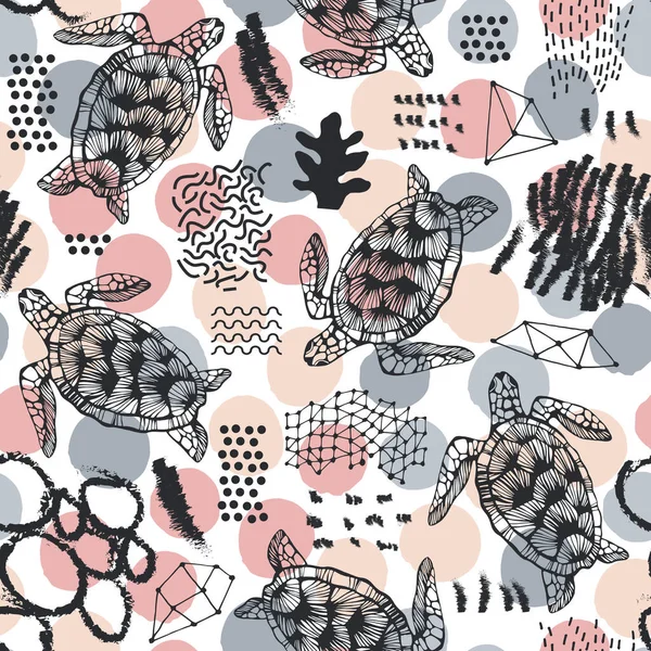 Seamless Pattern Sea Turtles — Stock Vector © Skorobogatova #208702222