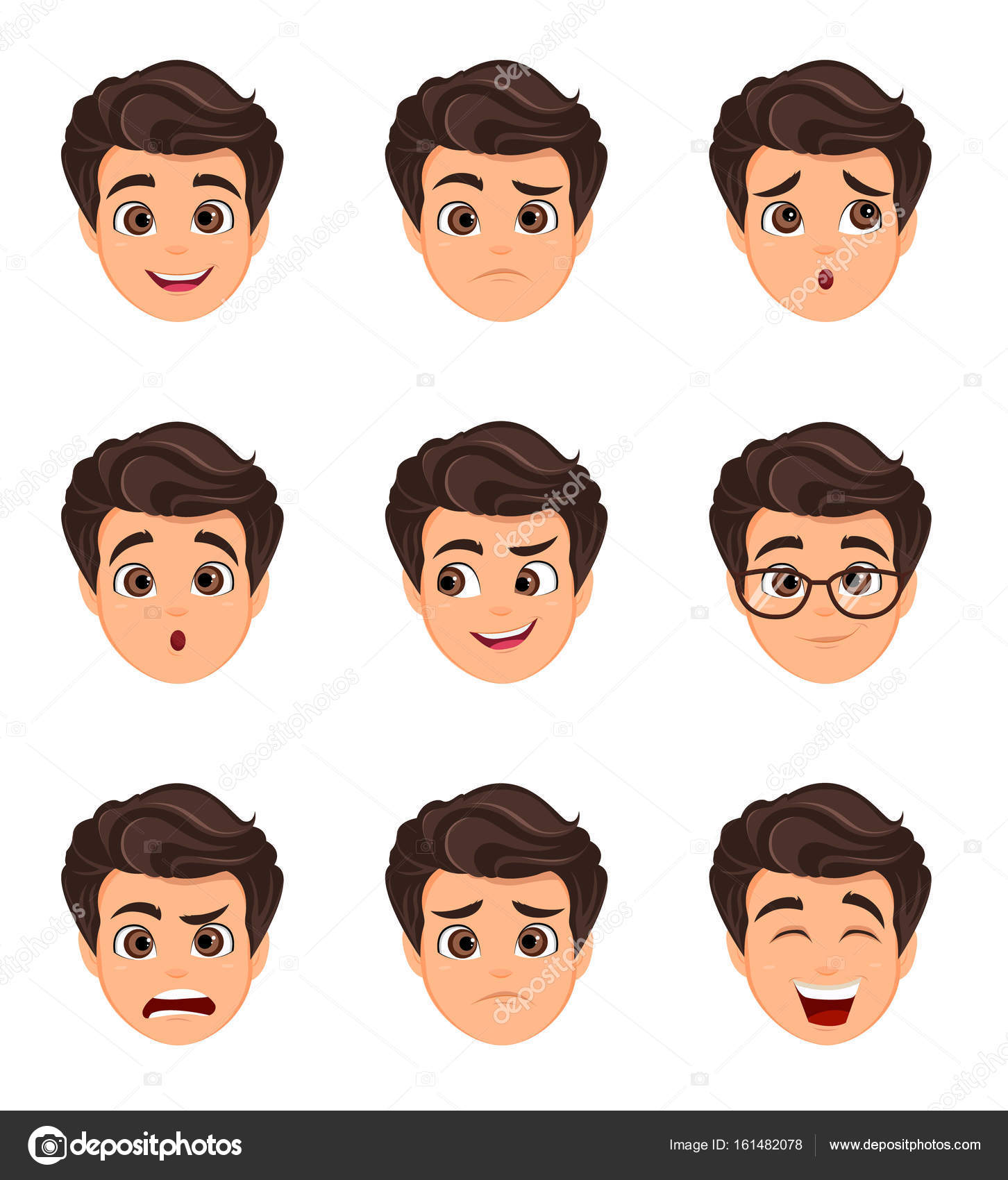 Expresiones Faciales De Dibujos Animados Conjunto De Expresiones