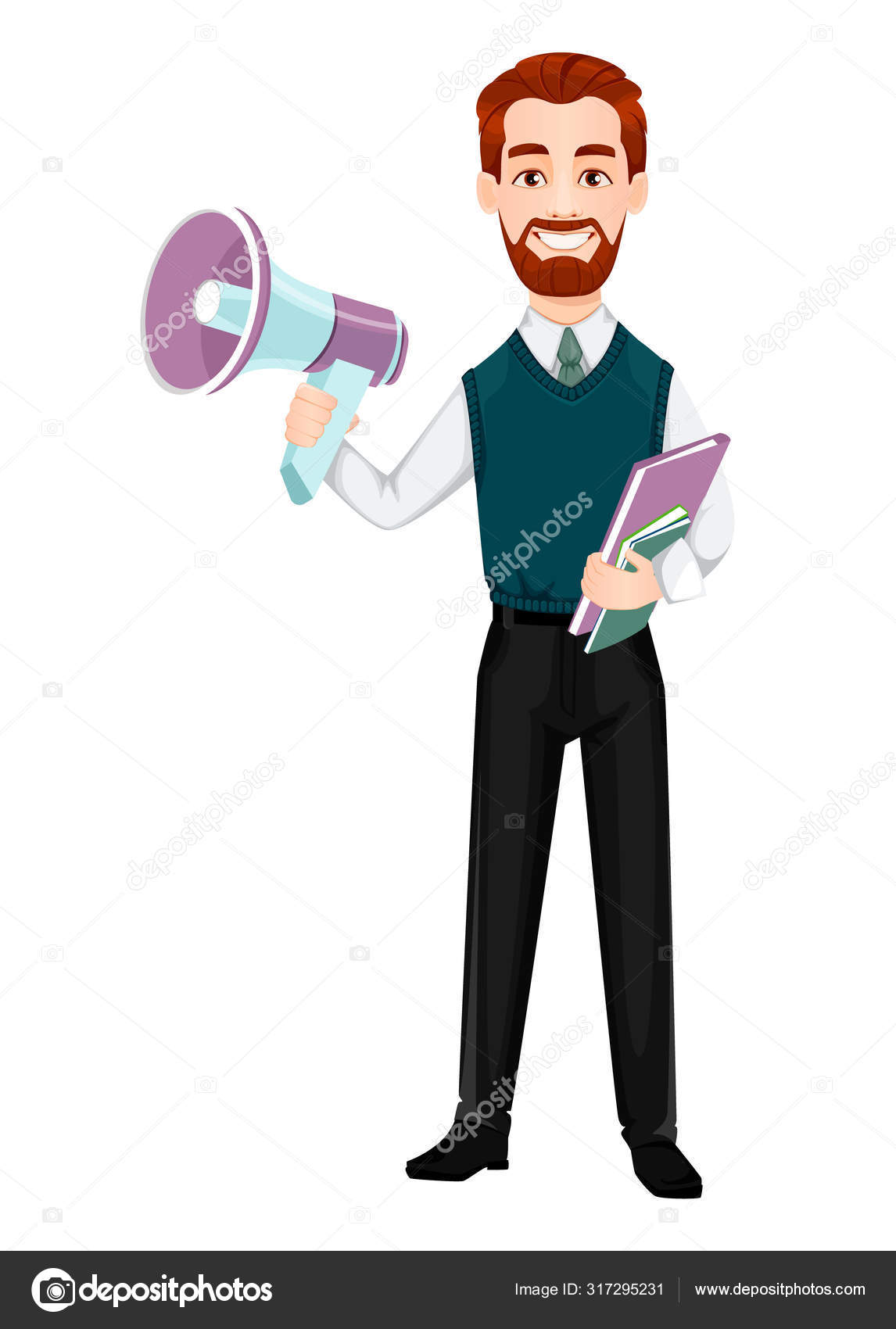 Handsome Businessman Holds Loudspeaker Stock Vector By ©vectorkif 317295231