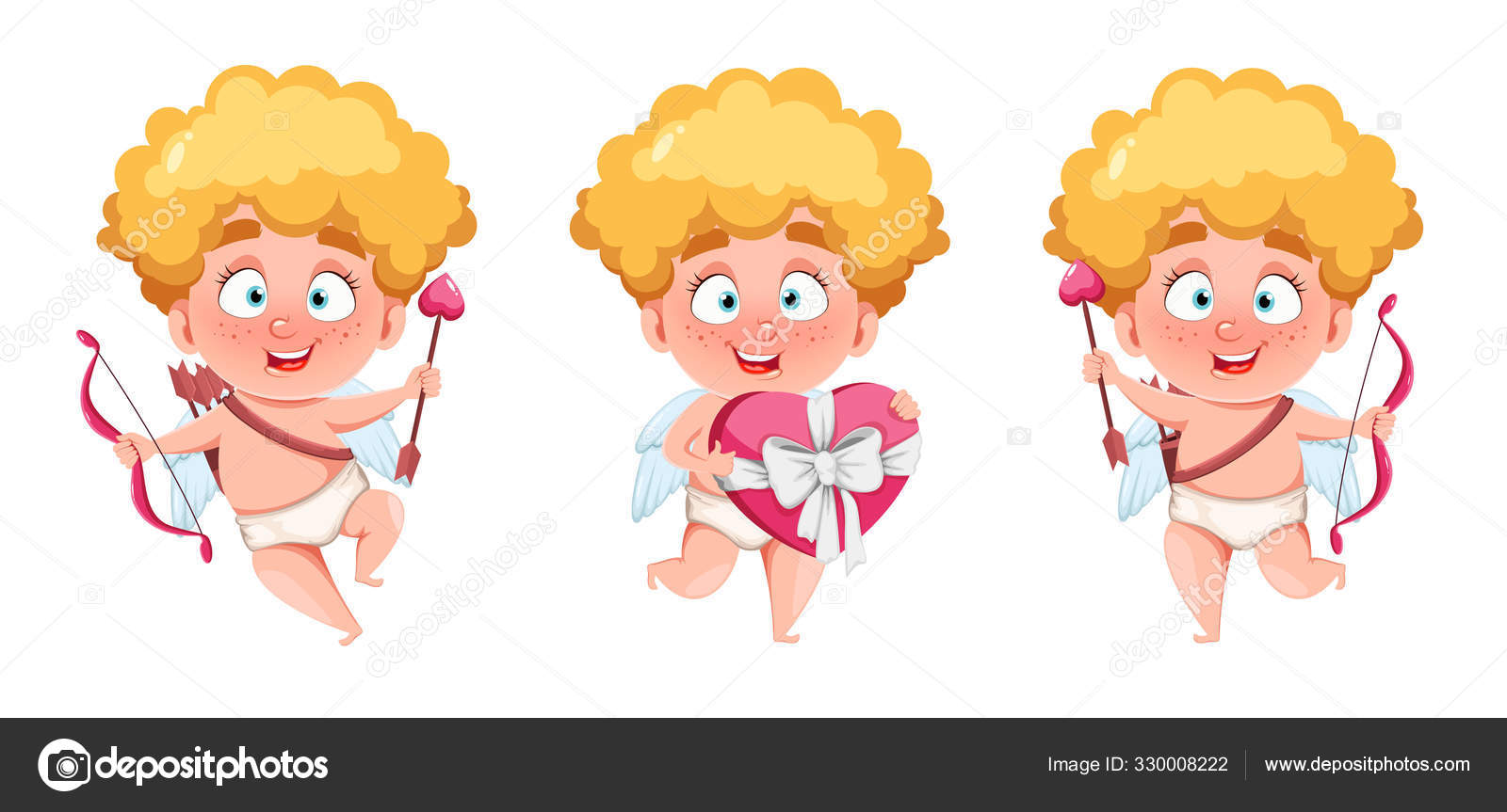 Happy Valentine's Day. Funny Cupid kid Stock Vector by ©VectorKIF 330008222