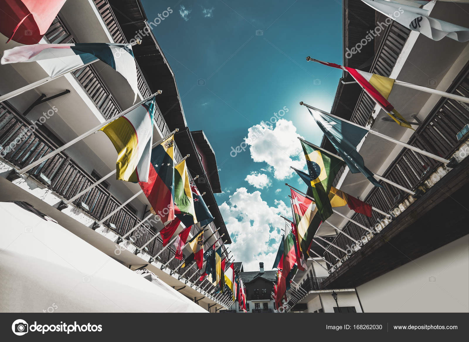 National flags fixed to facades of houses Stock Photo by ©skynextphoto ...