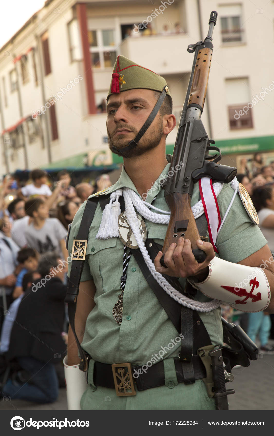 Soldiers of the Spanish Guard at the procession of Holy Week in Malaga ...