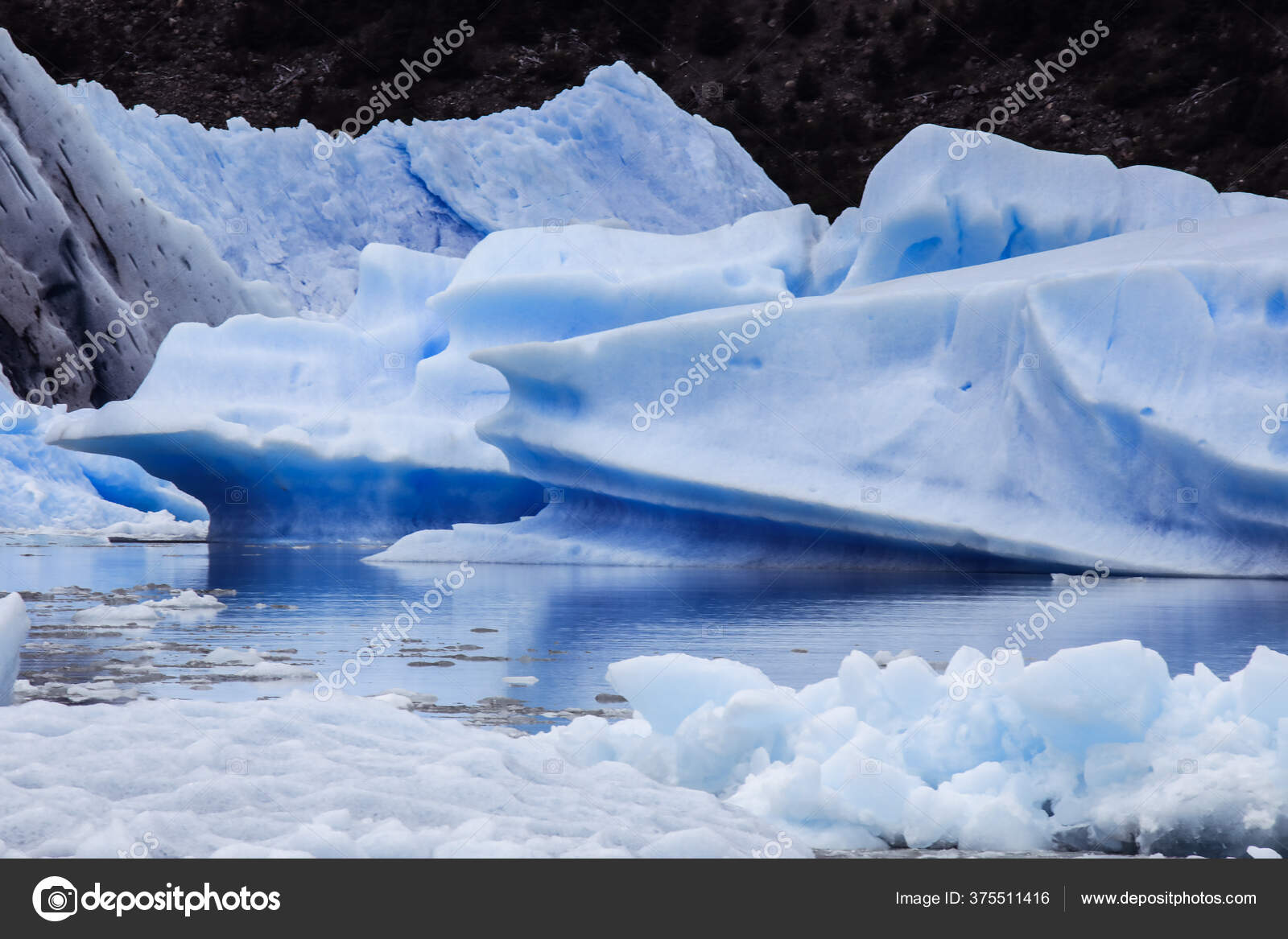 Ice Piece Lake Gray Grey Glacier Southern Patagonian Ice Field Stock ...