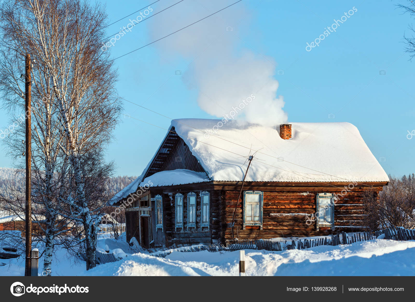 Rustic log house in russian village Visim. Sverdlovsk region, Russia ...