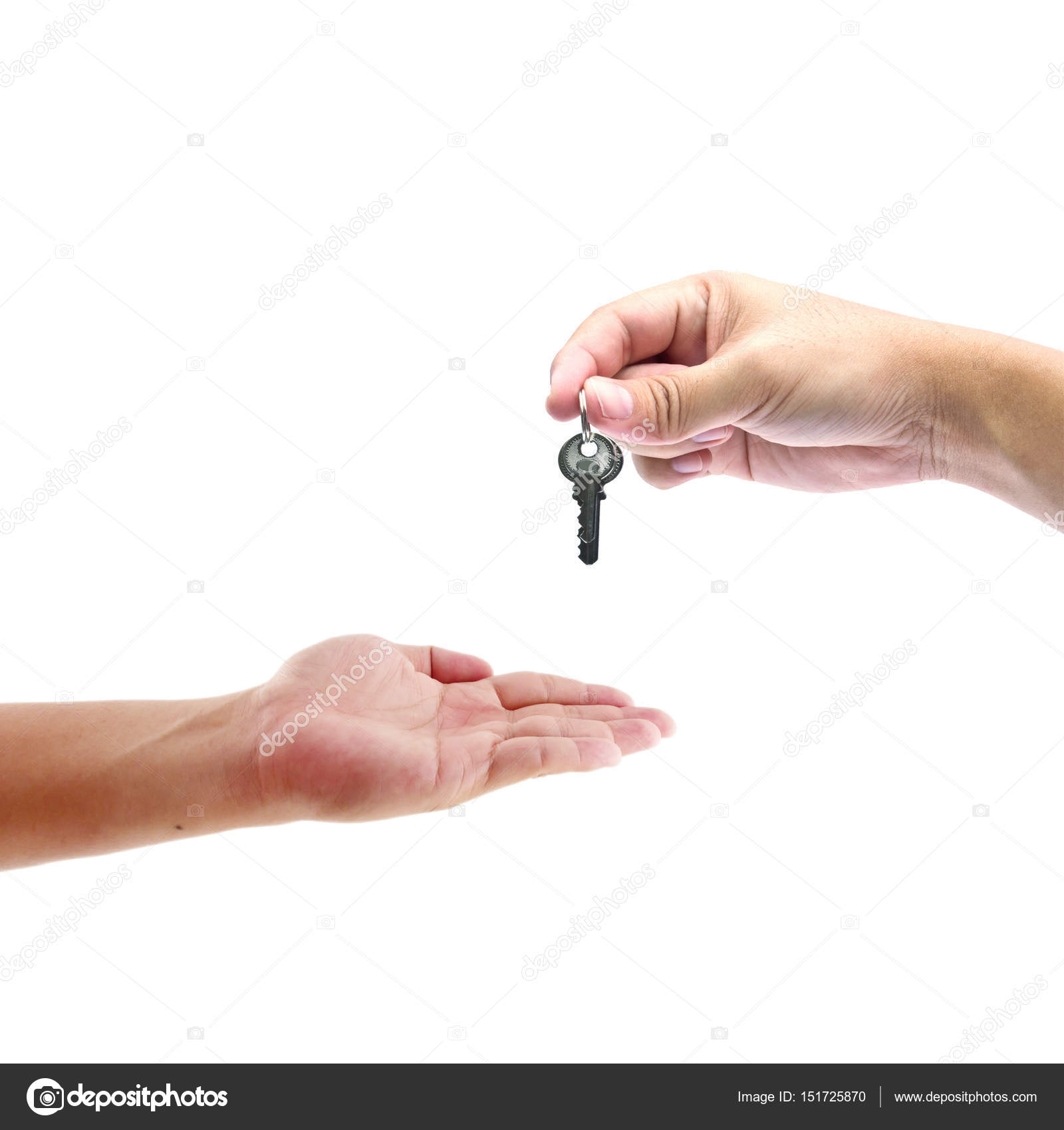 Human hands and key isolated on white background Stock Photo by ...