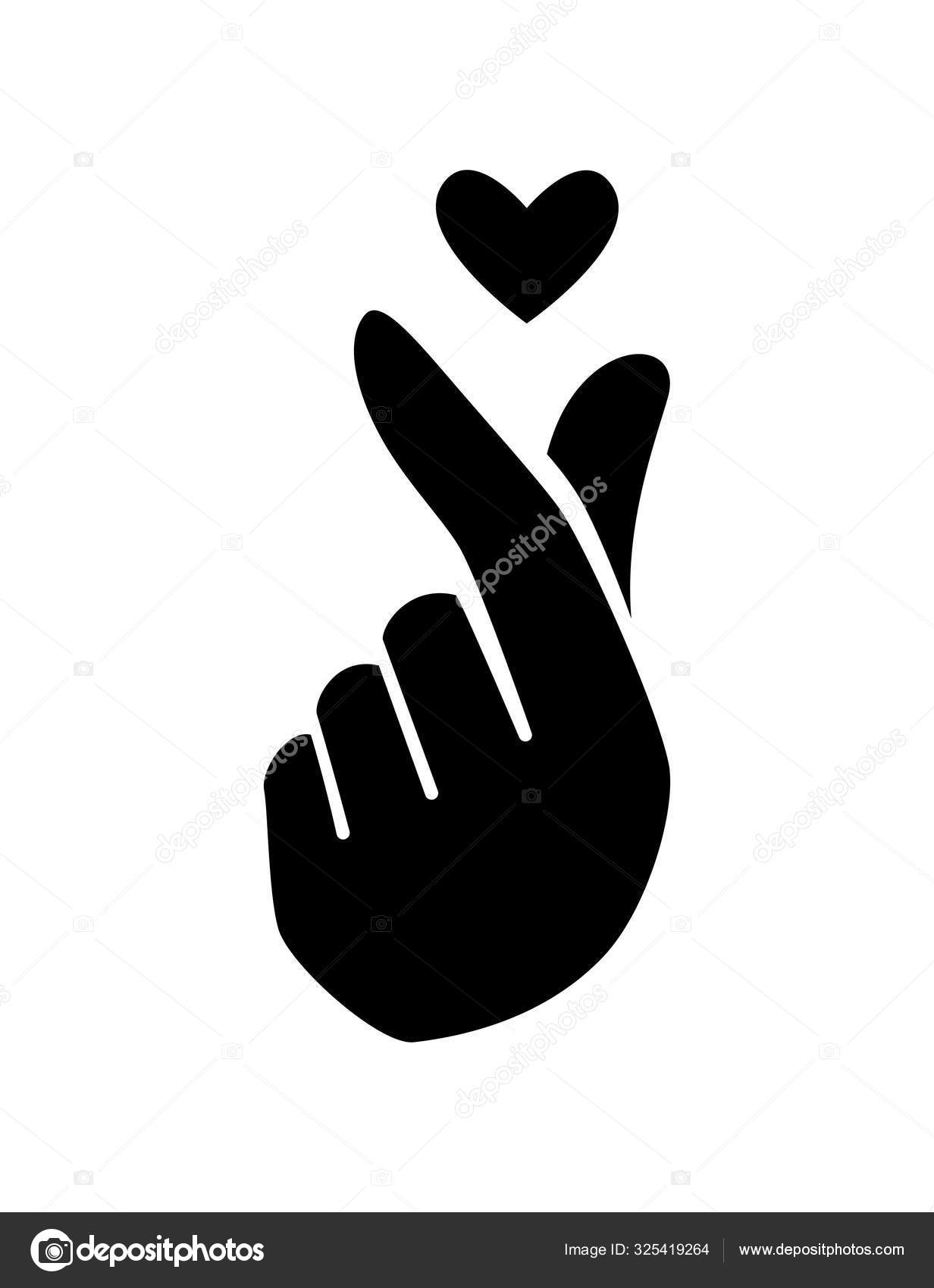 Korean "Love" hand gesture. silhouette version Stock Vector Image by ...