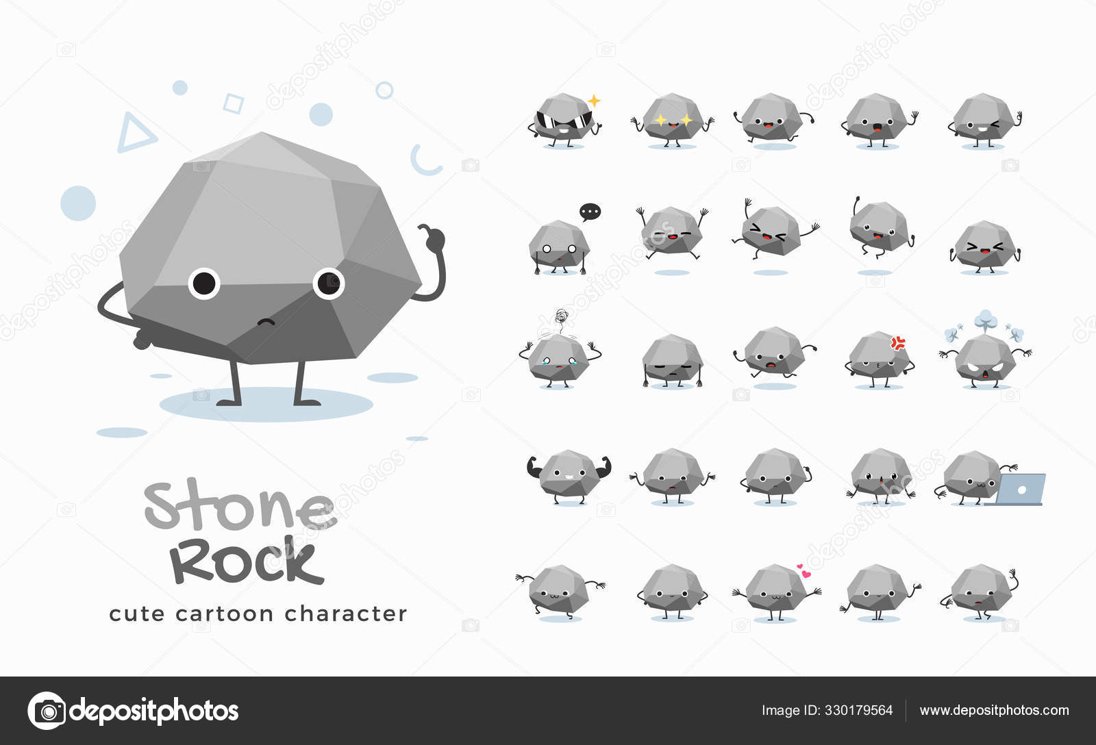 Vector set of cartoon images of Stone. Vector Illustration. Stock ...