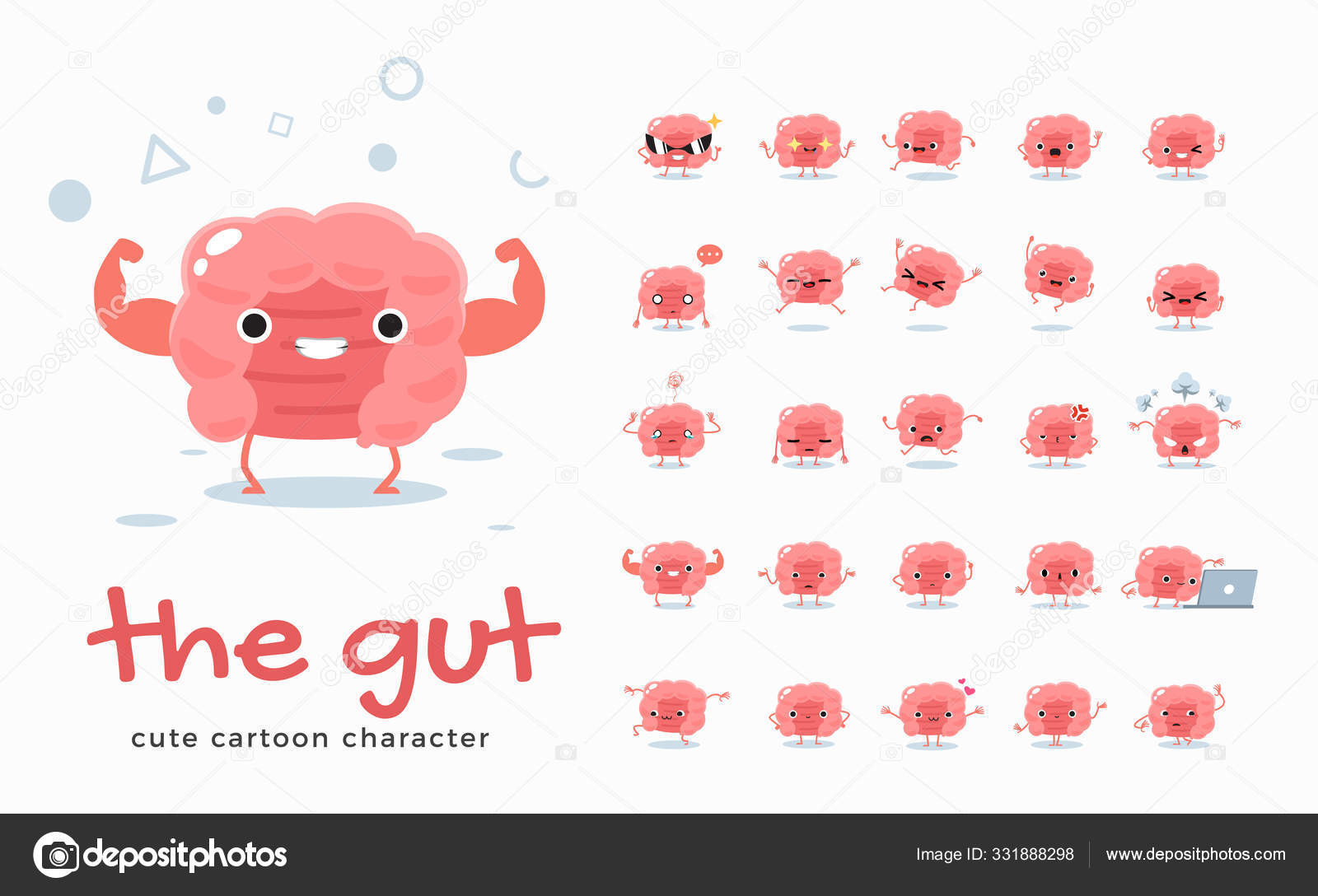 Vector conjunto de imágenes de dibujos animados de Gut. Ilustración ...