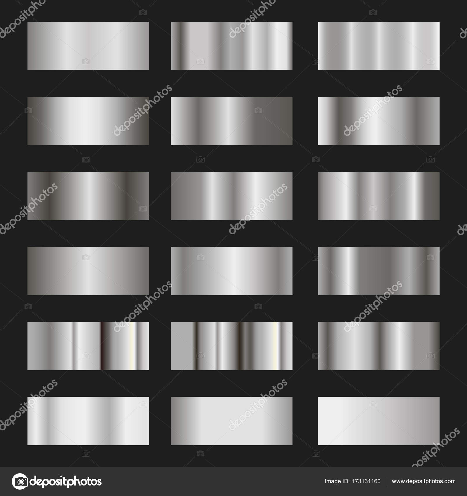 Set of silver gradient background vector texture metallic illustration ...