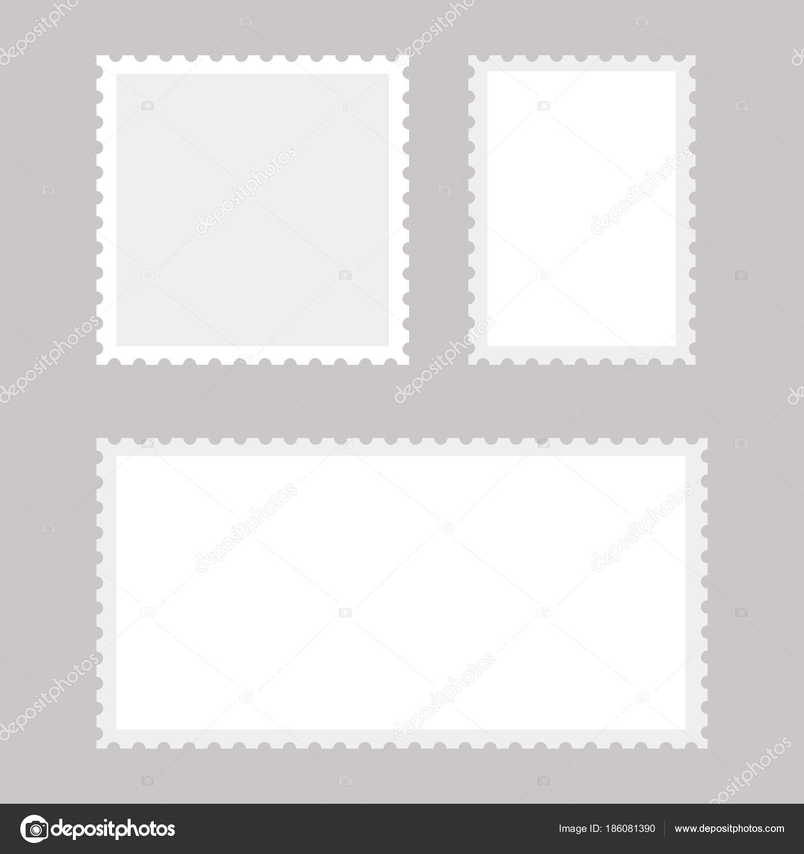 White postage stamps on grey background. Vector. Stock Vector Image by ...