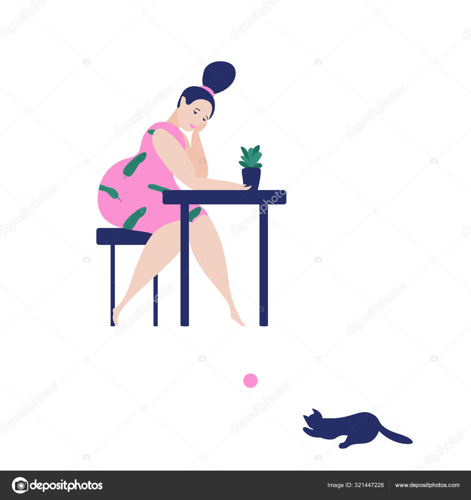 Plant lady and cat lover character. Stock Vector Image by ©Nechayka ...