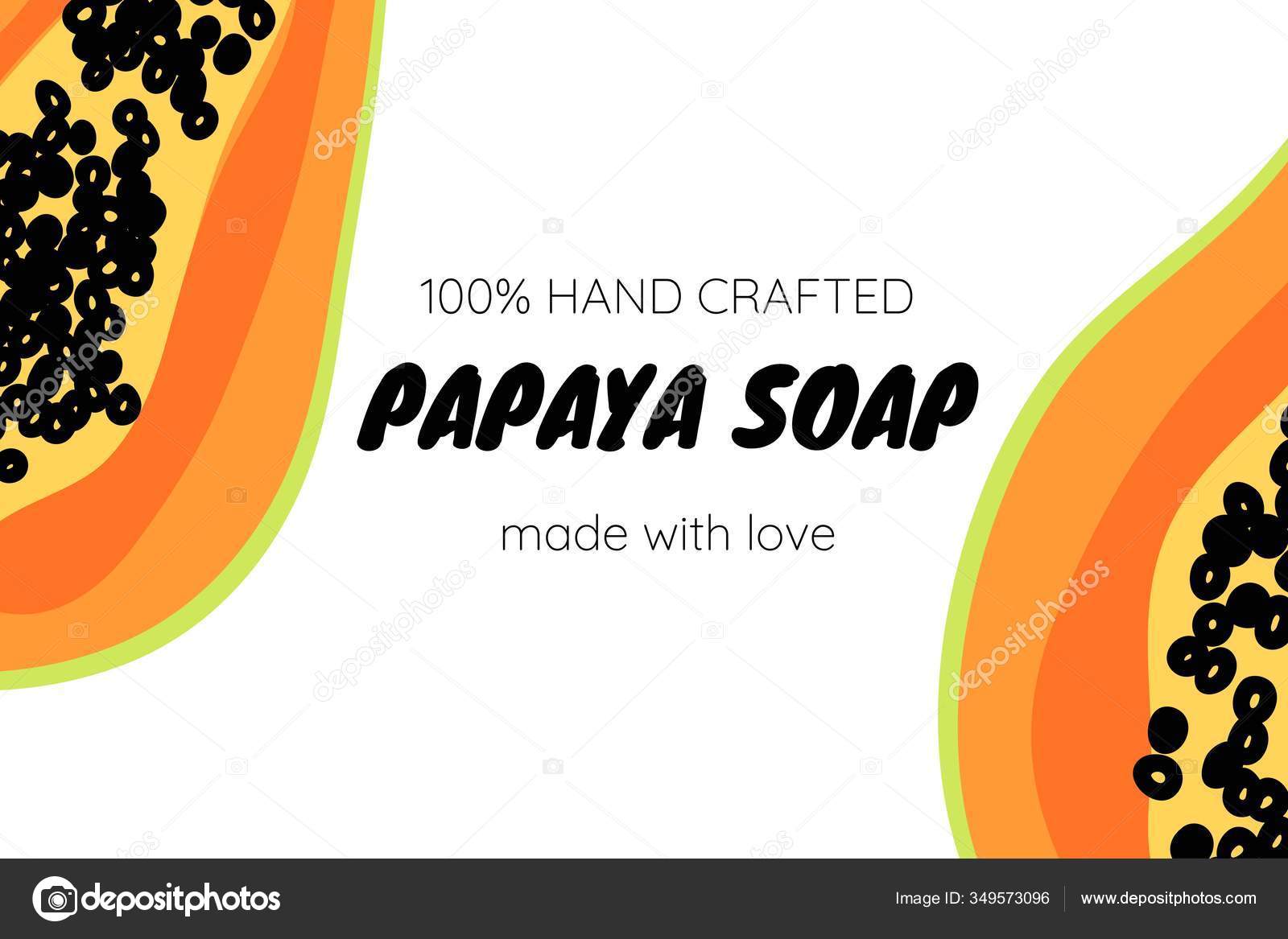 Papaya fruit background. Label template for soap or juice package ...