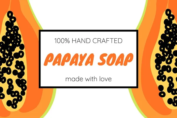 Papaya fruit background. Label template for soap or juice package ...