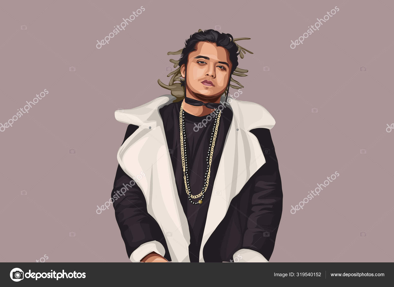 Vector Cartoon Illustration Punjabi Rapper Pardhaan Wearing Black ...