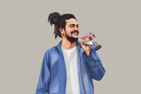 Vector Cartoon Illustration Parry Bollywood Playback Singer Rapper ...