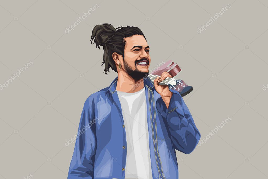 Ilustración de dibujos animados vectoriales del cantante Hans Raj ...